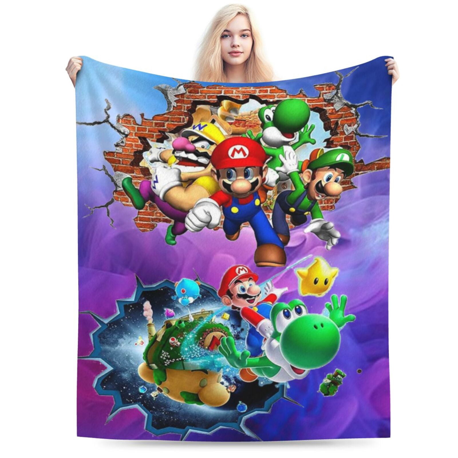 Super Mario Brother Flannel Blanket，Microfiber Throw For Bedding Sofa ...