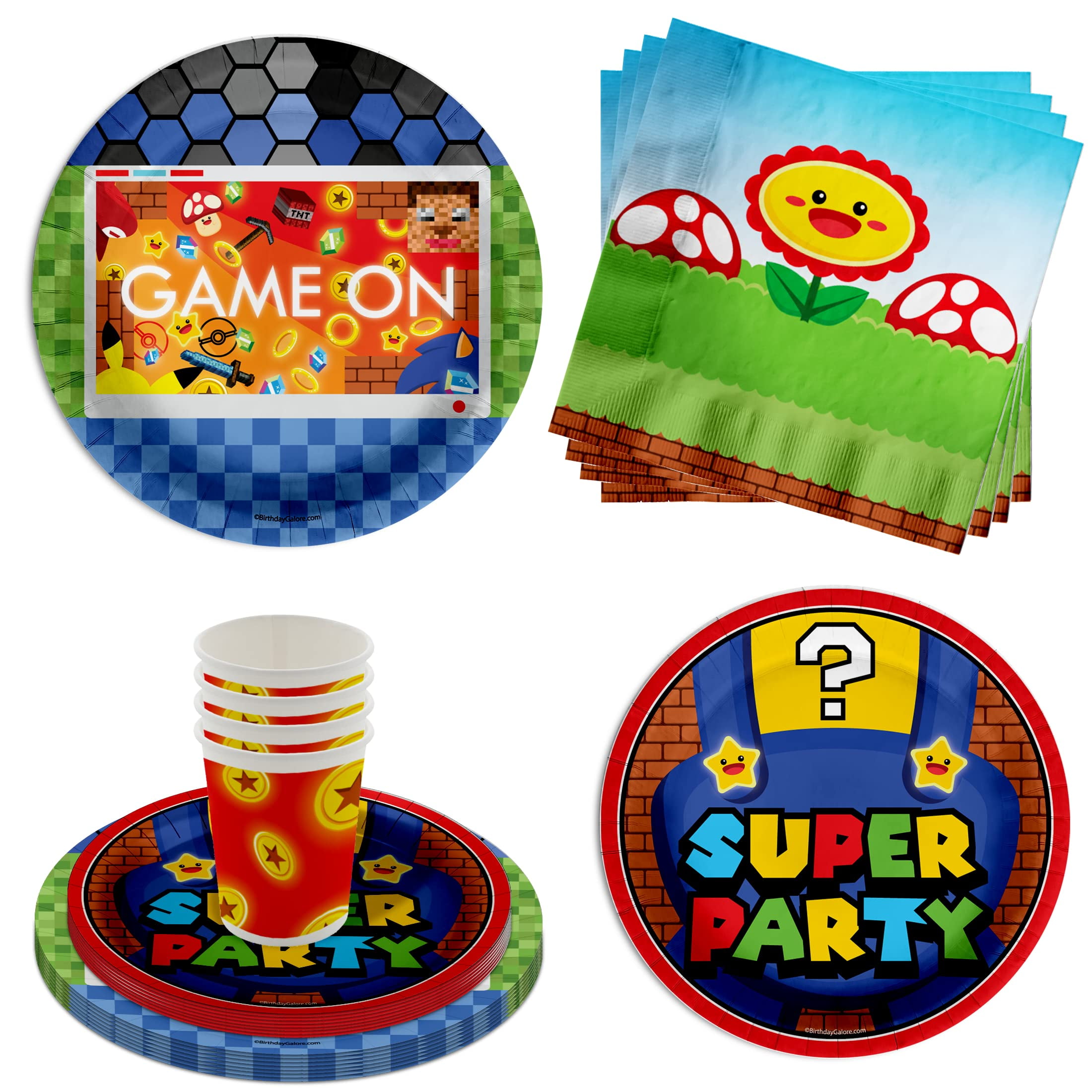 Mario Video Game Birthday DHF10 Party Supplies - 64 Piece Super Party ...