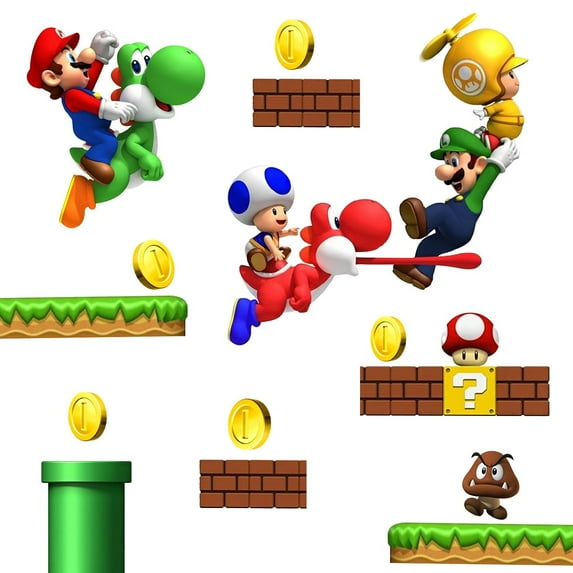 Mario Wall Decal Build a Scene Wall Stickers Peel & Stick Super Mario ...