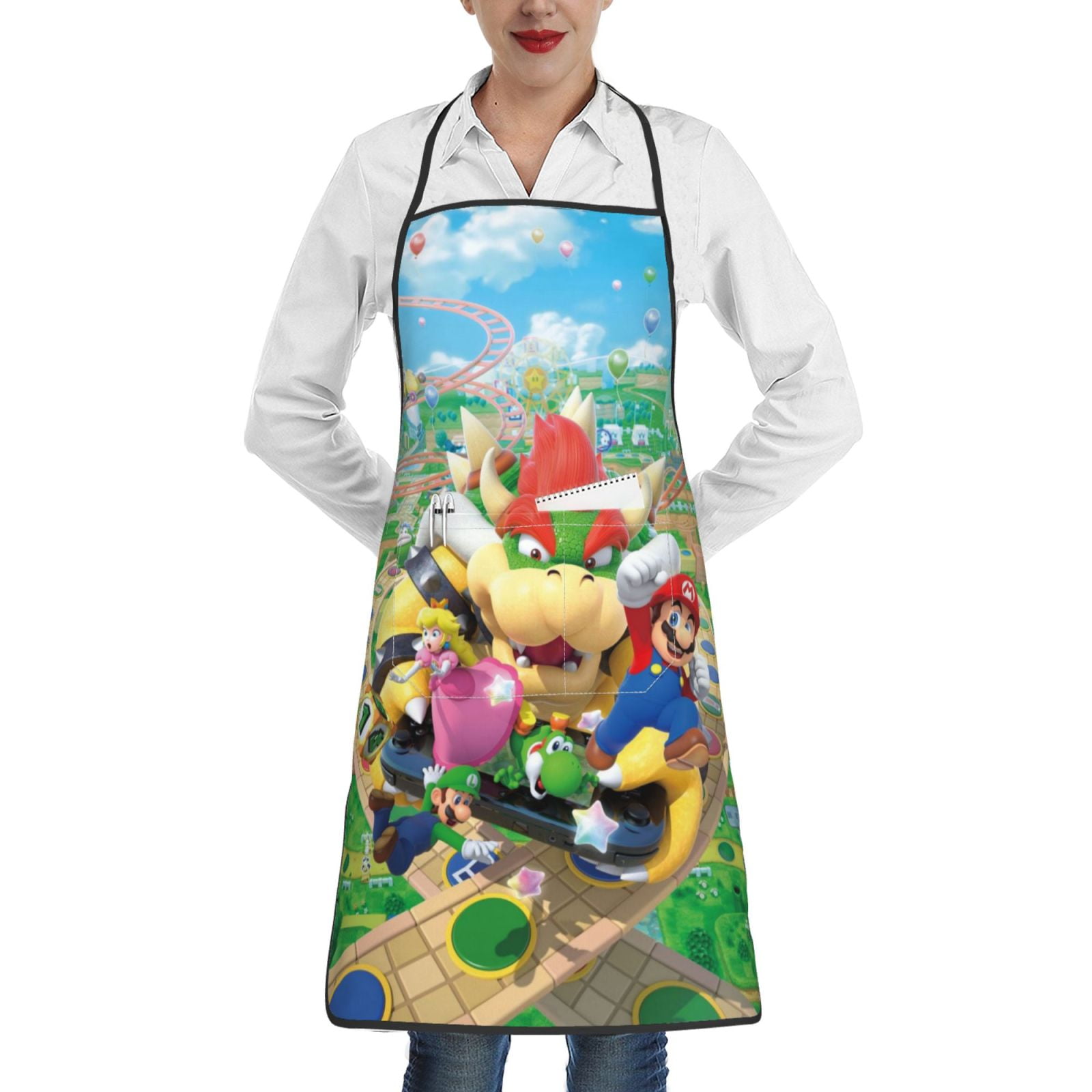 Mario Waterproof Cooking Aprons, Adjustable Bib Soft Chef Apron With 2 ...