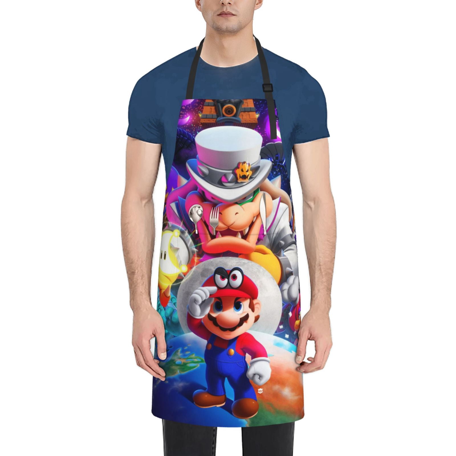 Mario Waterproof Cooking Aprons, Adjustable Bib Soft Chef Apron With 2 ...