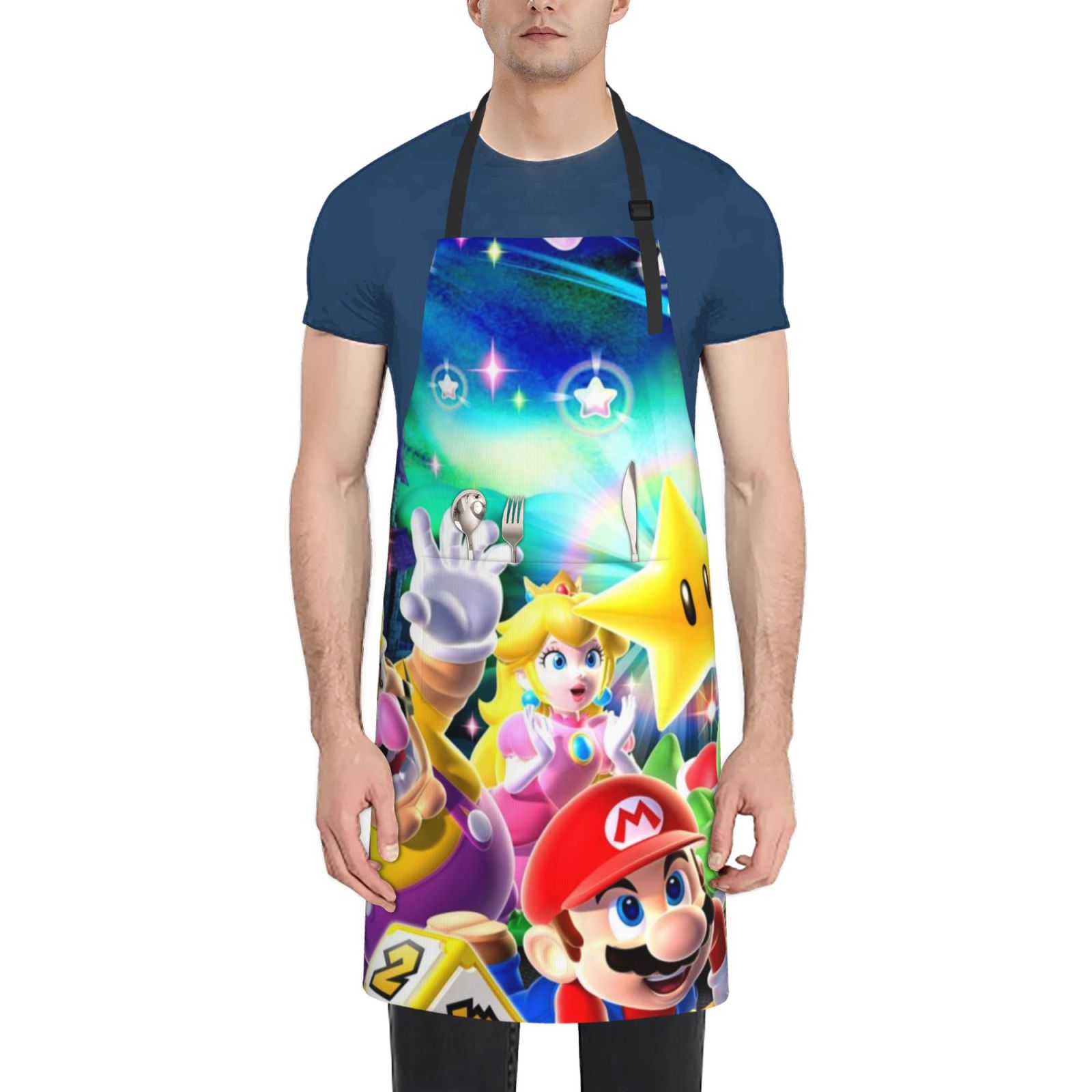 Mario Waterproof Cooking Aprons, Adjustable Bib Soft Chef Apron With 2 ...