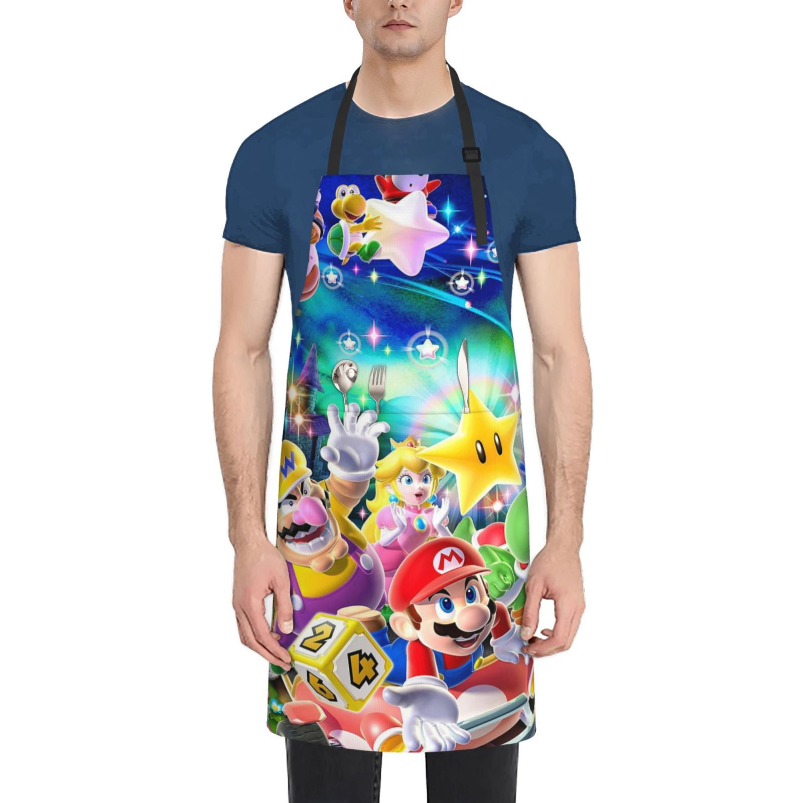 Mario Waterproof Cooking Aprons, Adjustable Bib Soft Chef Apron With 2 ...