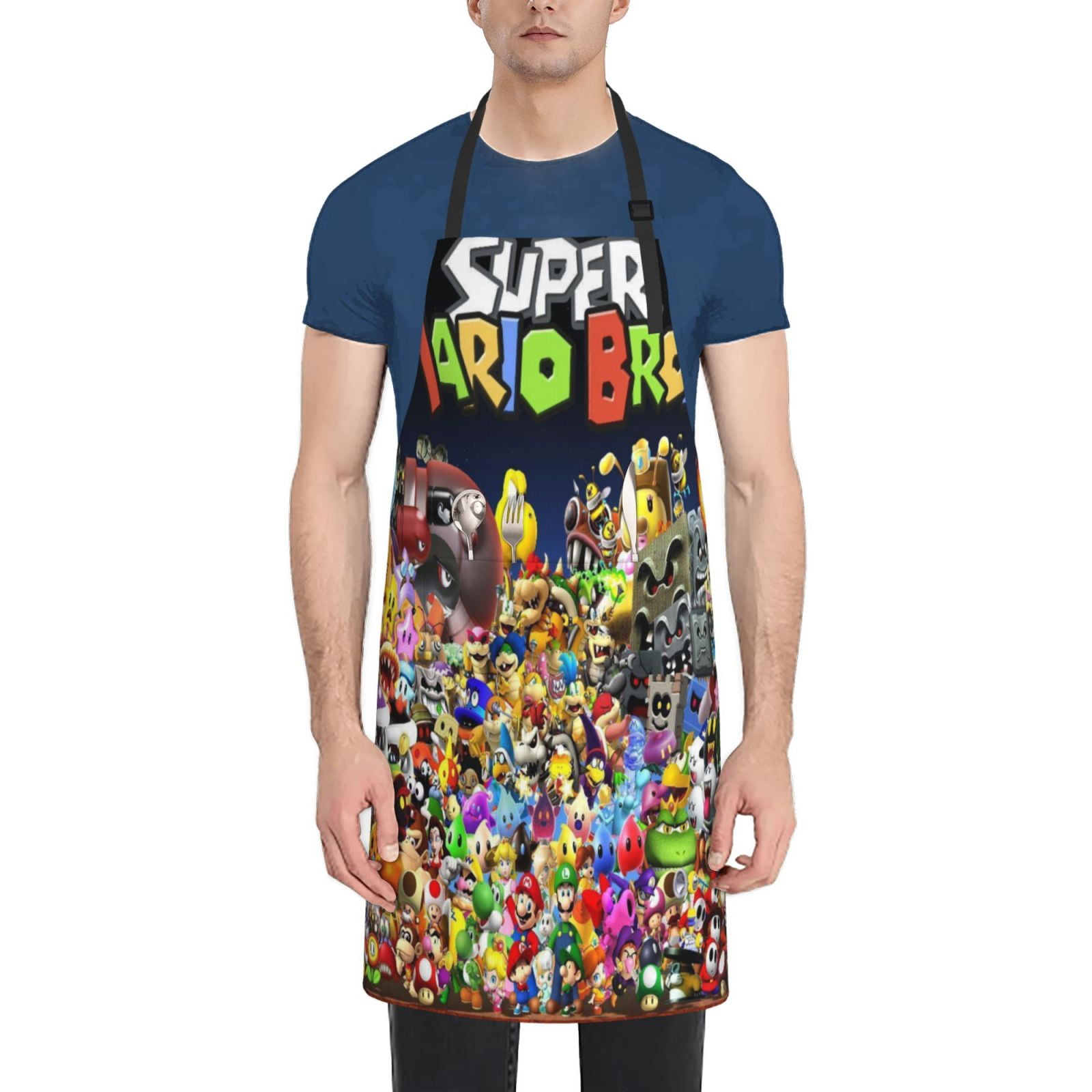 Mario Waterproof Cooking Aprons, Adjustable Bib Soft Chef Apron With 2 ...