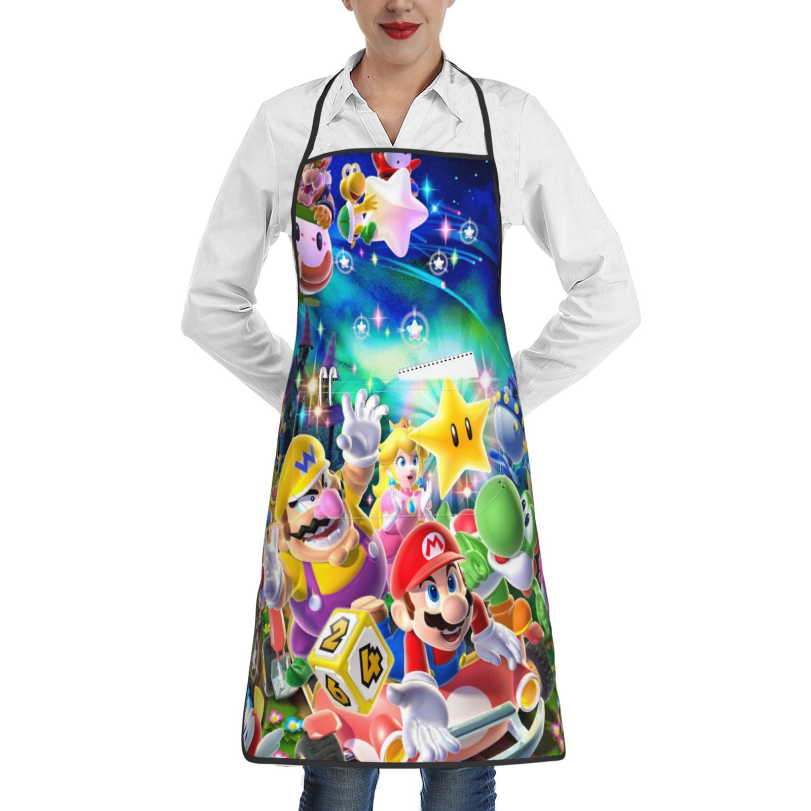 Mario Waterproof Cooking Aprons, Adjustable Bib Soft Chef Apron With 2 ...