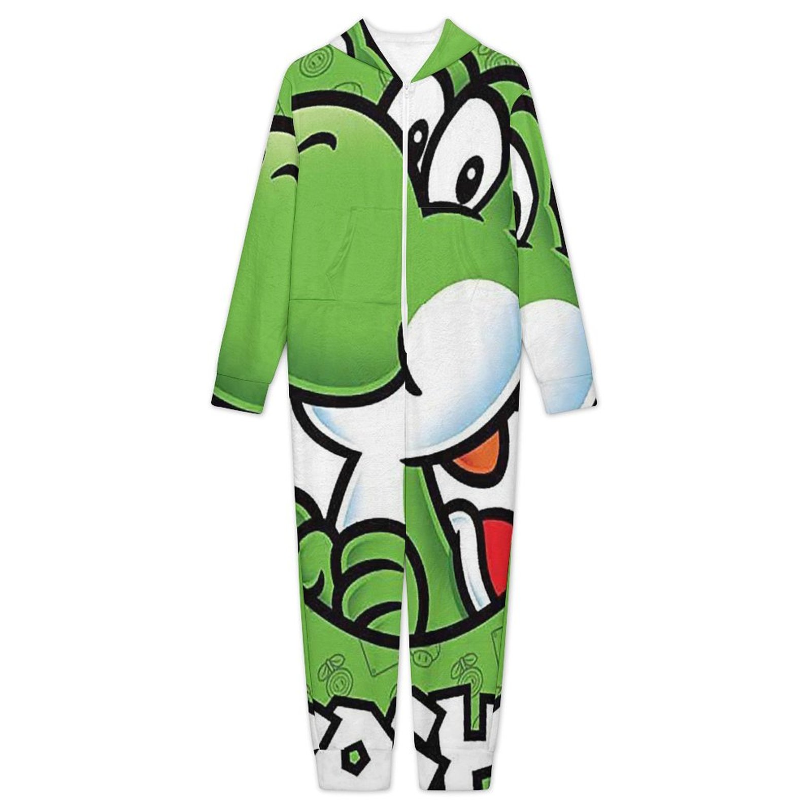 Mario Yoshi Kids Cartoon One-piece Pajamas Winter Warm Home Pajamas ...