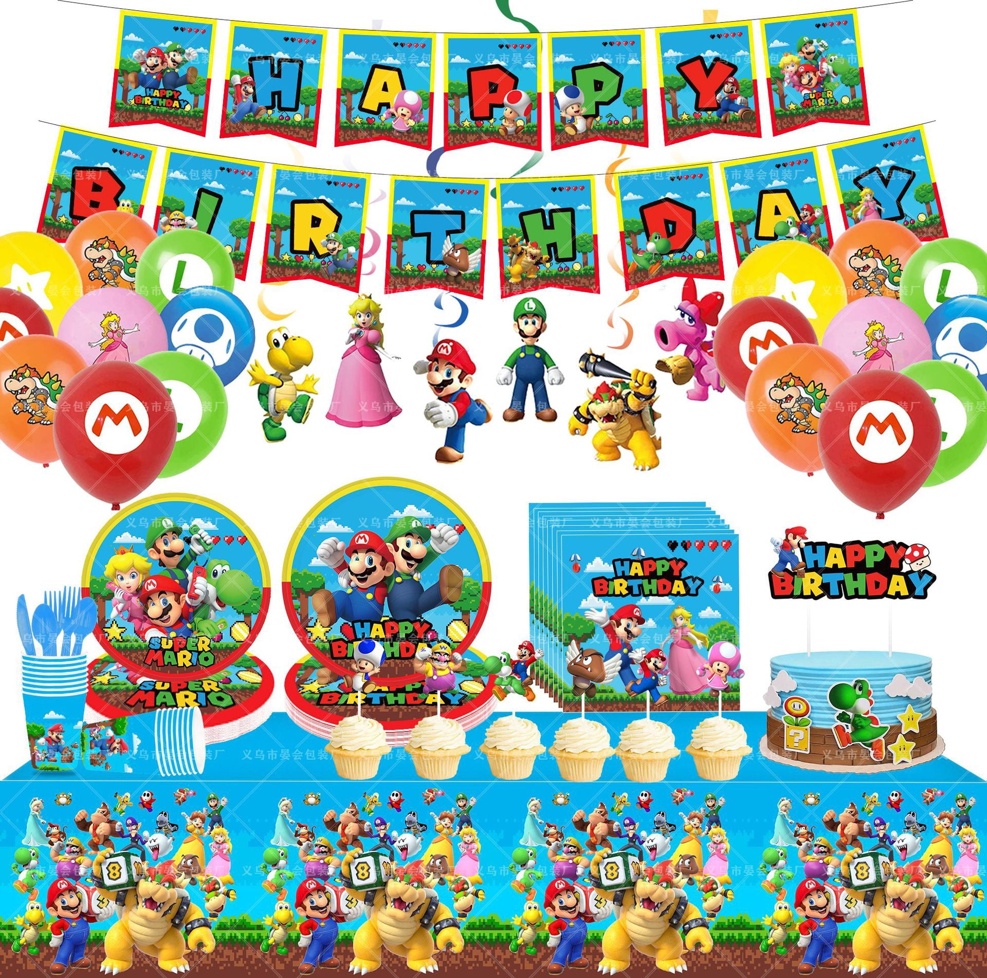 Mario cartoon children's birthday party decoration tableware set ...