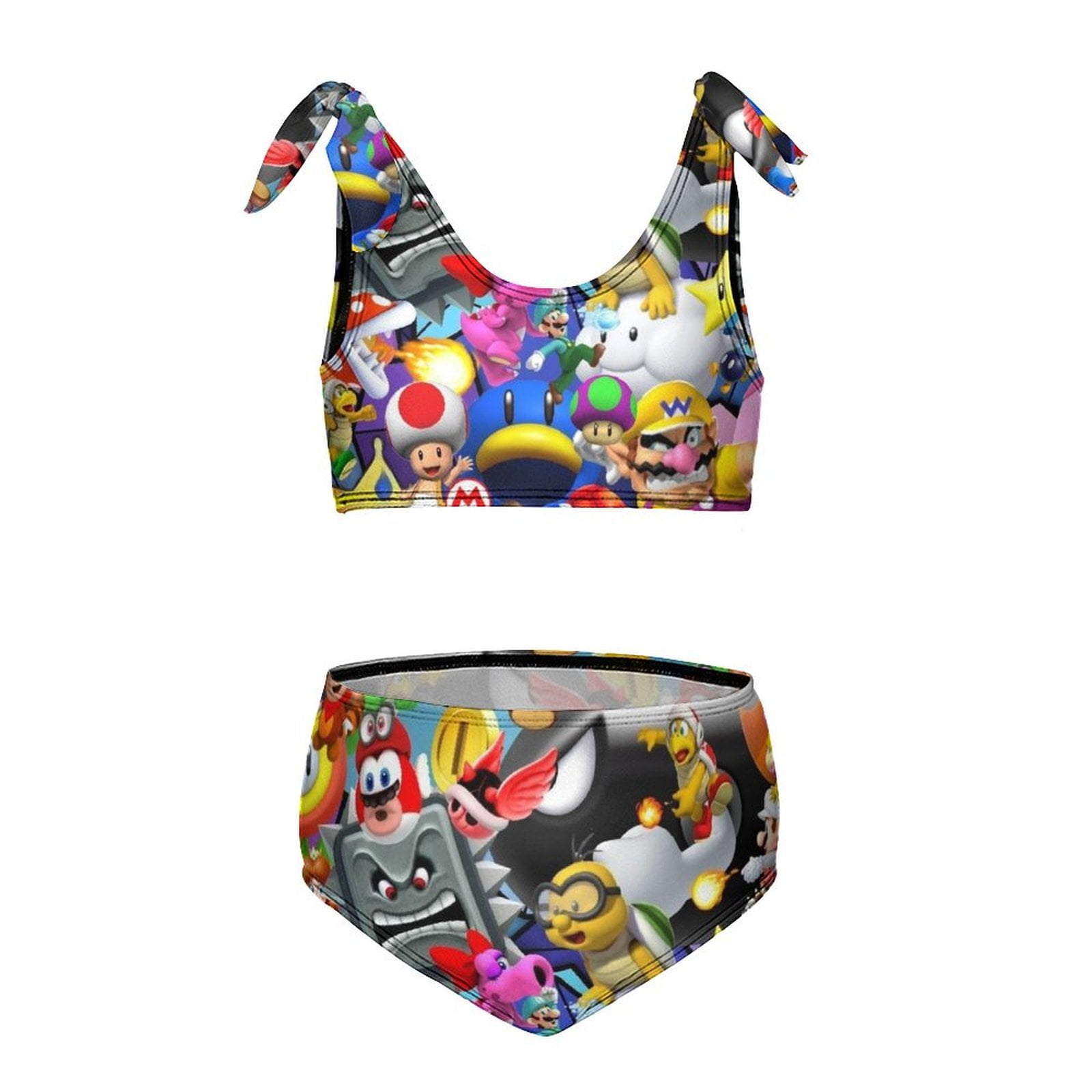 Mario swimsuit for Girl Cute Teen Girls 2 Piece High Waisted Bathing ...