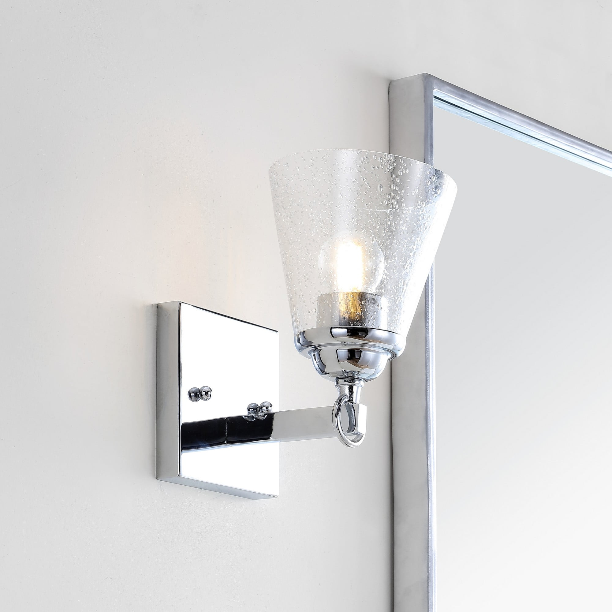 JONATHAN Y Marion 5" 1-Light Hurricane Metal/Seeded Glass LED Vanity ...