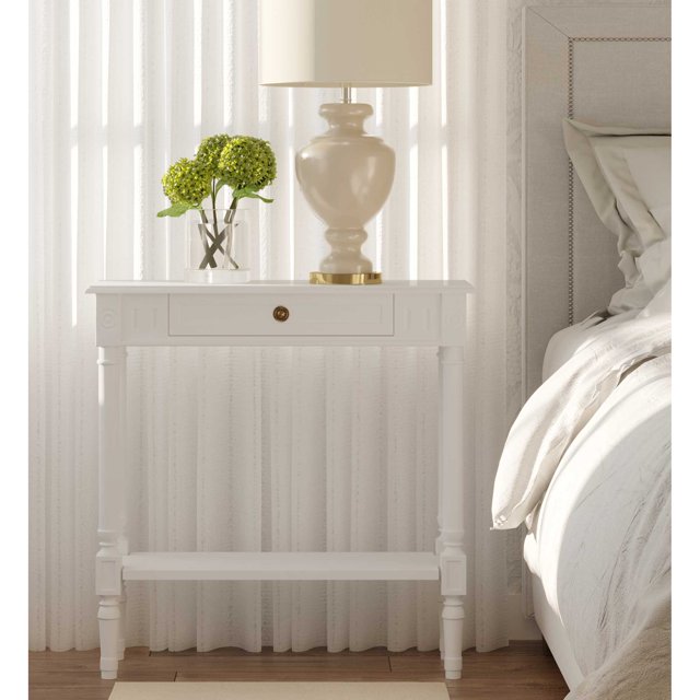 Marisol 31.5" Wide White Solid Wood Rustic 1-Drawer Entryway Console ...