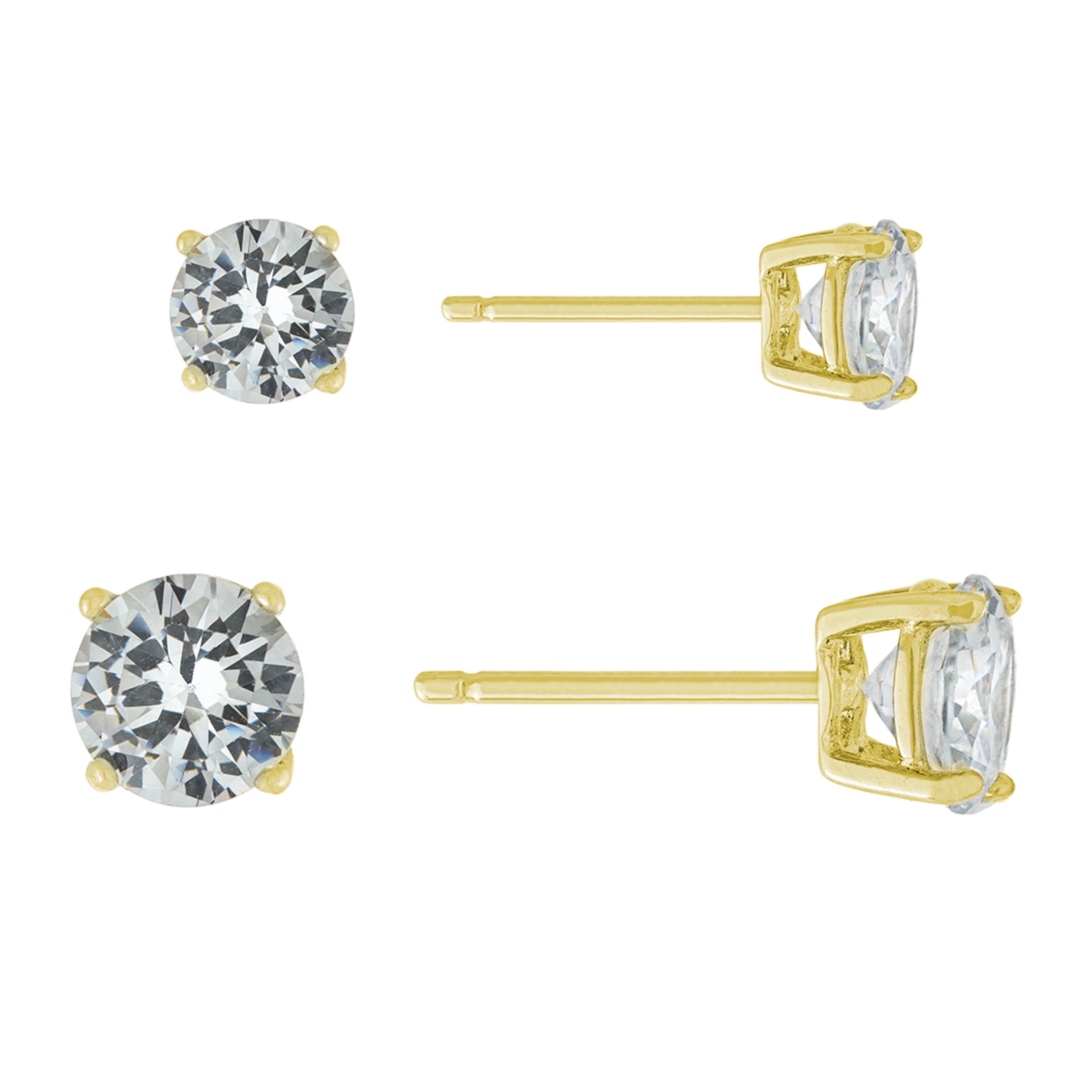 Marisol & Poppy Cubic Zirconia 2-Piece Stud Earrings Set in Gold over ...