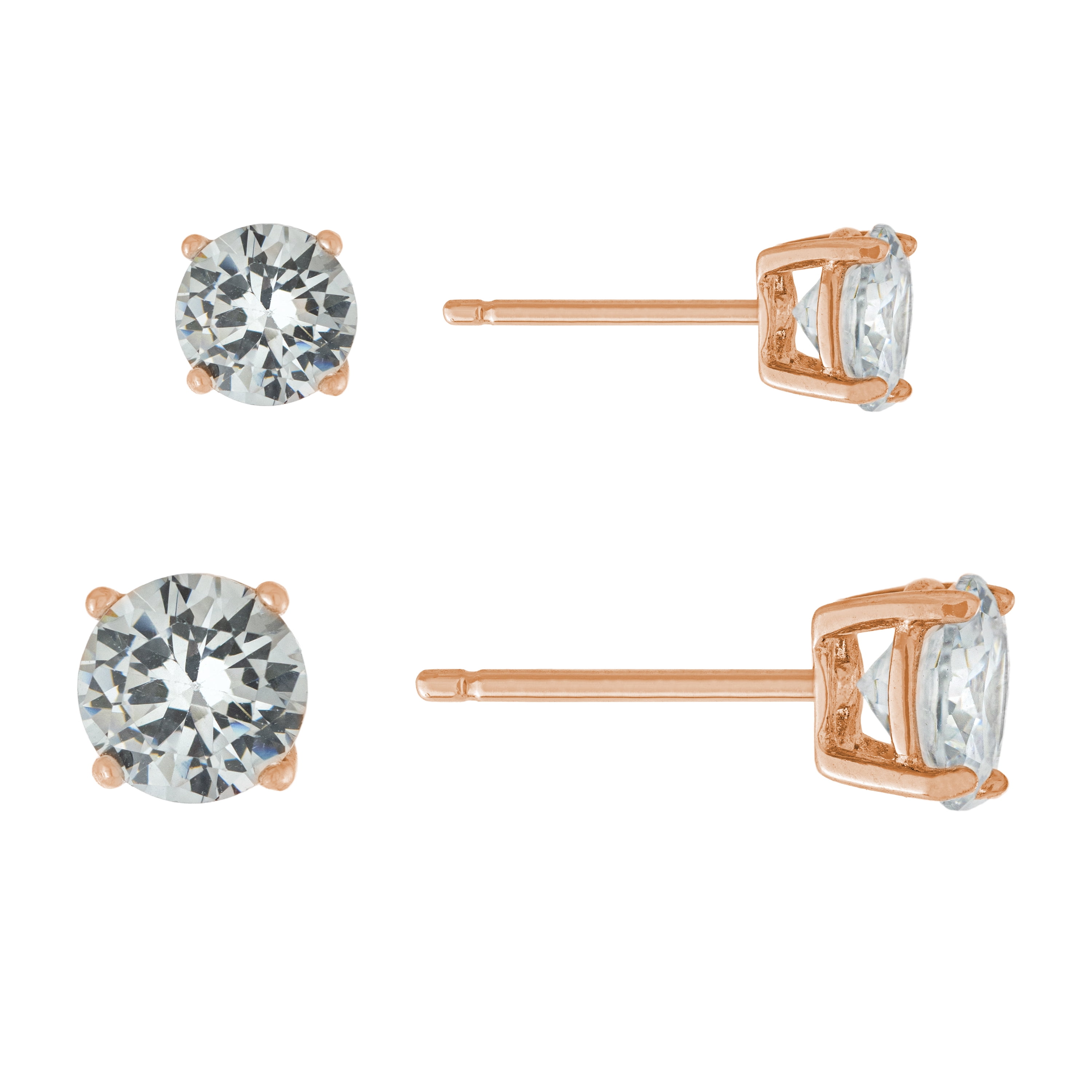 Marisol & Poppy 2PC CZ Studs Set in Sterling Silver for Women, Unisex ...