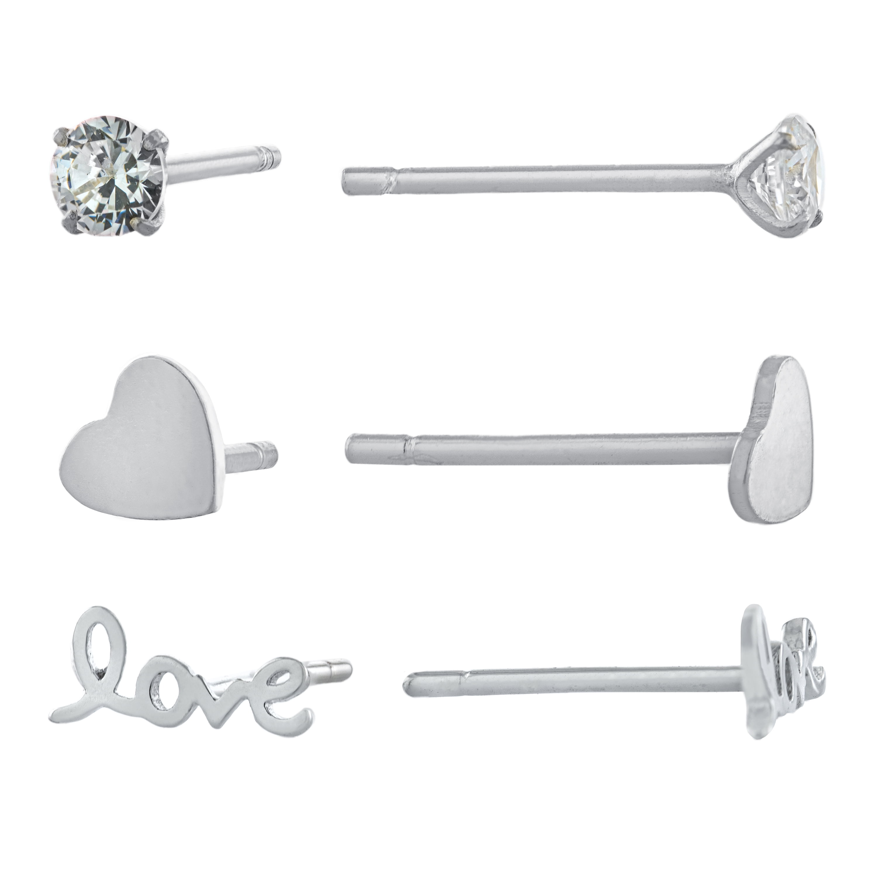 Marisol & Poppy 3PC Studs Set in Sterling Silver for Women Teen, Unisex ...