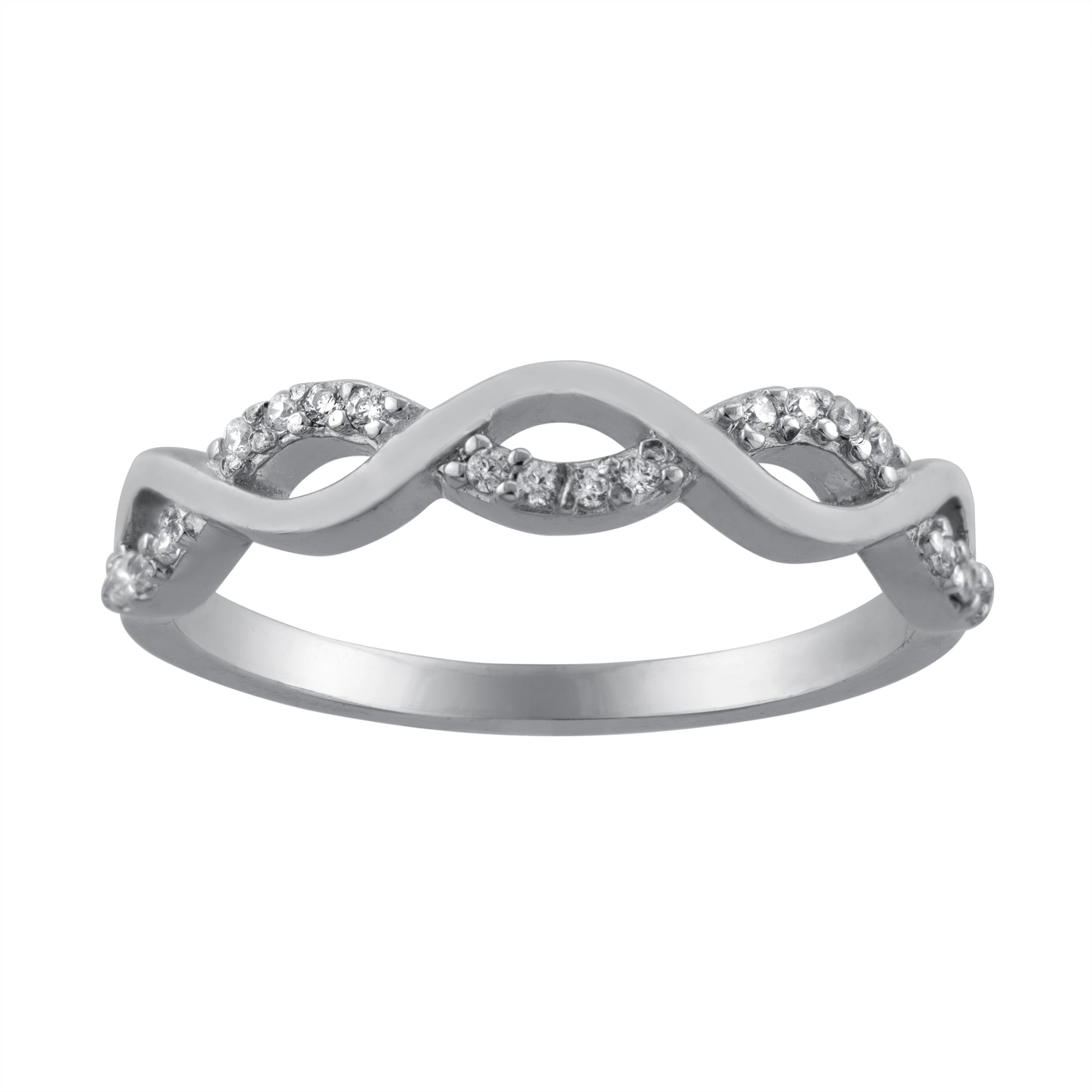 Marisol & Poppy Cubic Zirconia Twist Infinity Ring in Sterling Silver ...