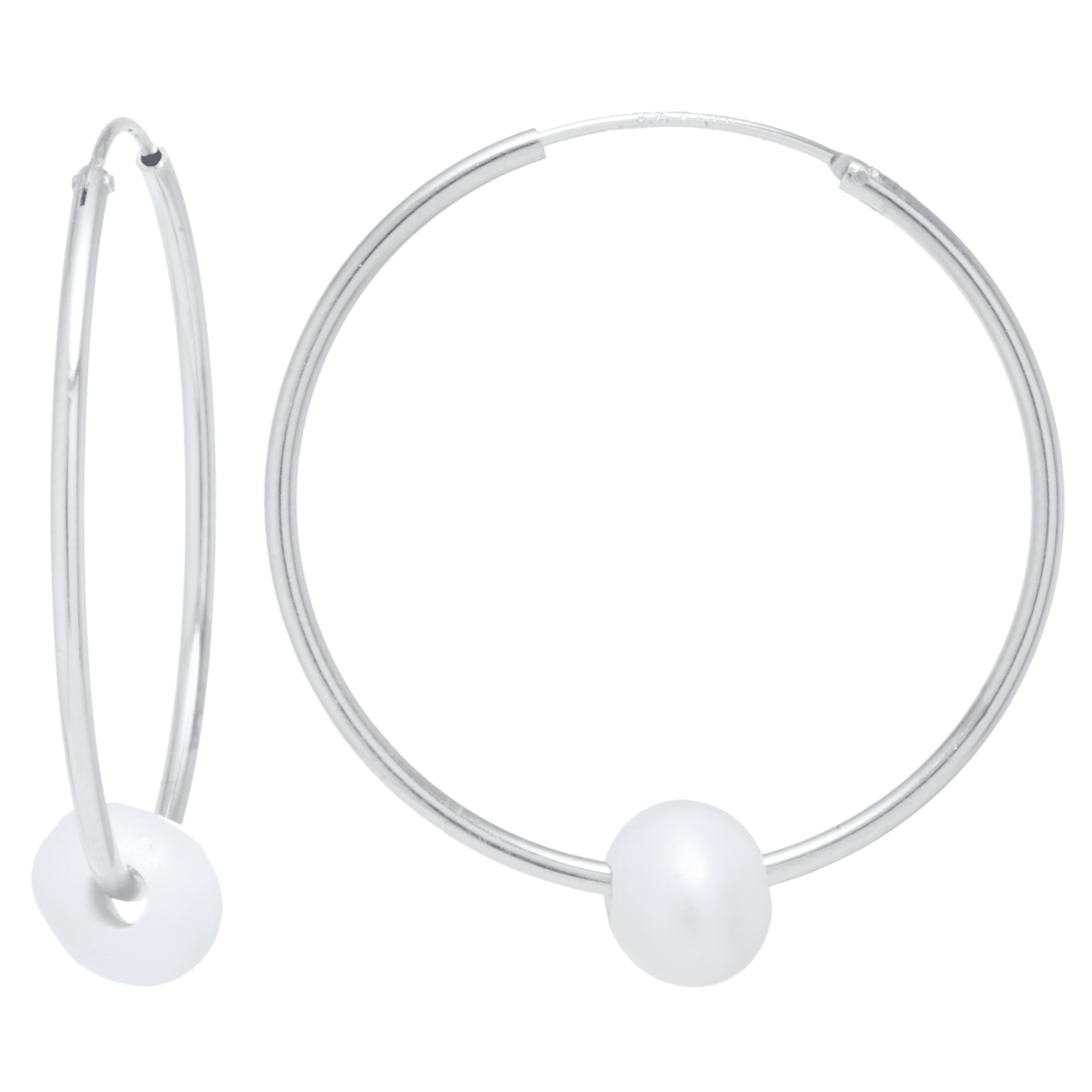 Marisol & Poppy Pearl Endless Hoops in Sterling Silver for Women, Teen ...