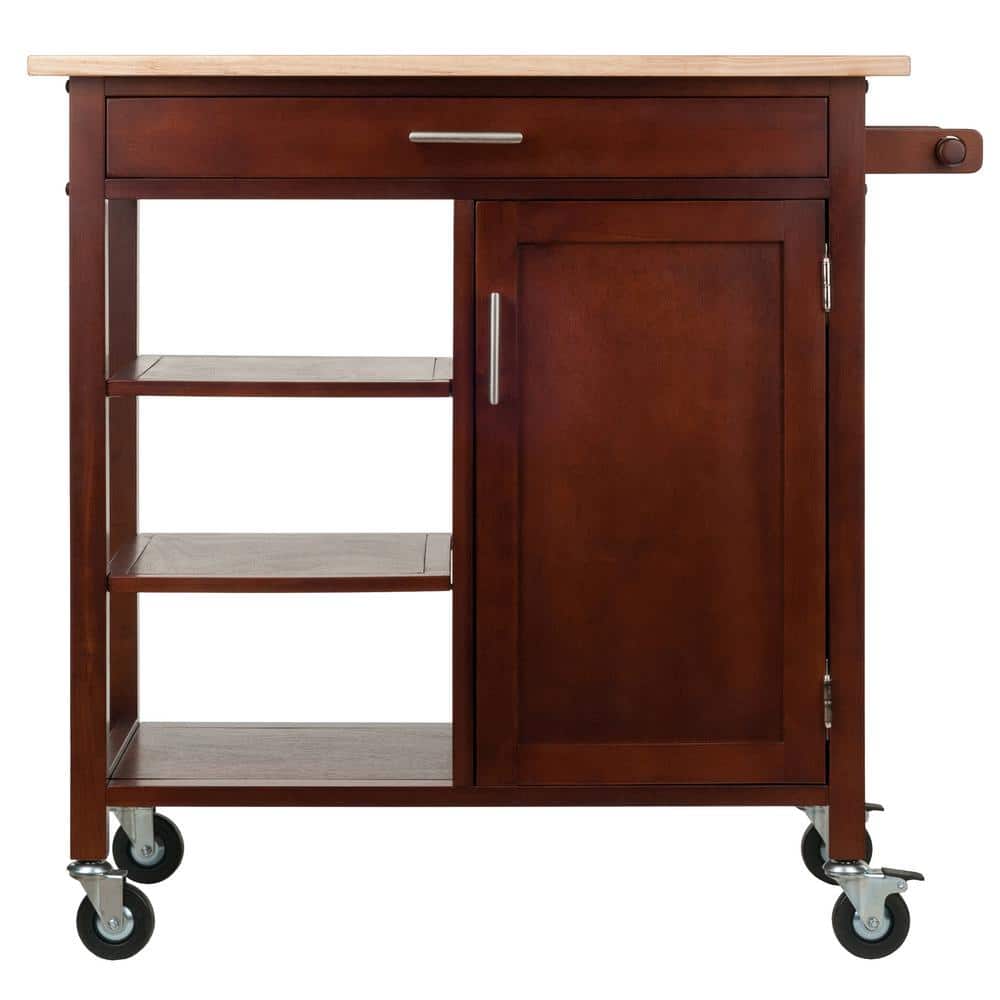 Marissa Walnut Kitchen Cart with Towel Rack - Walmart.com