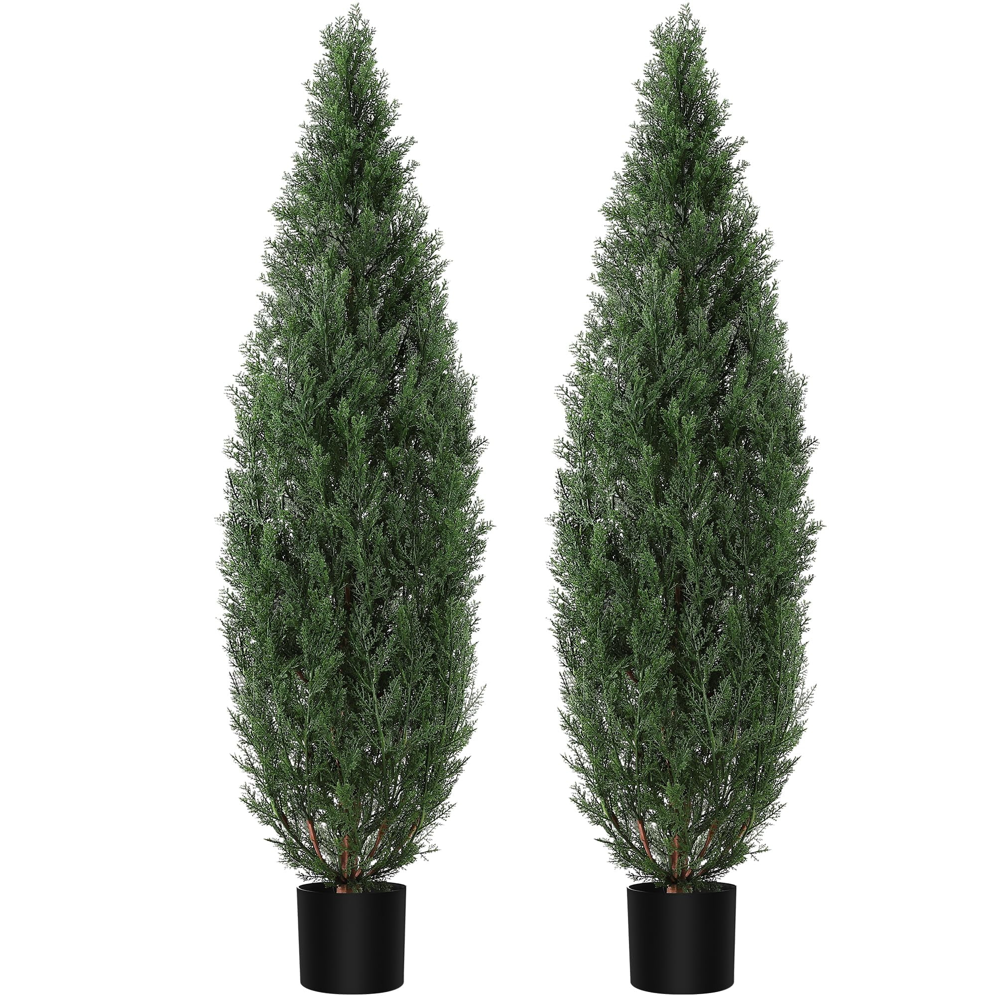 Maritcute 2-Pack 60in UV-Protected Artificial Cedar Topiary Trees with ...