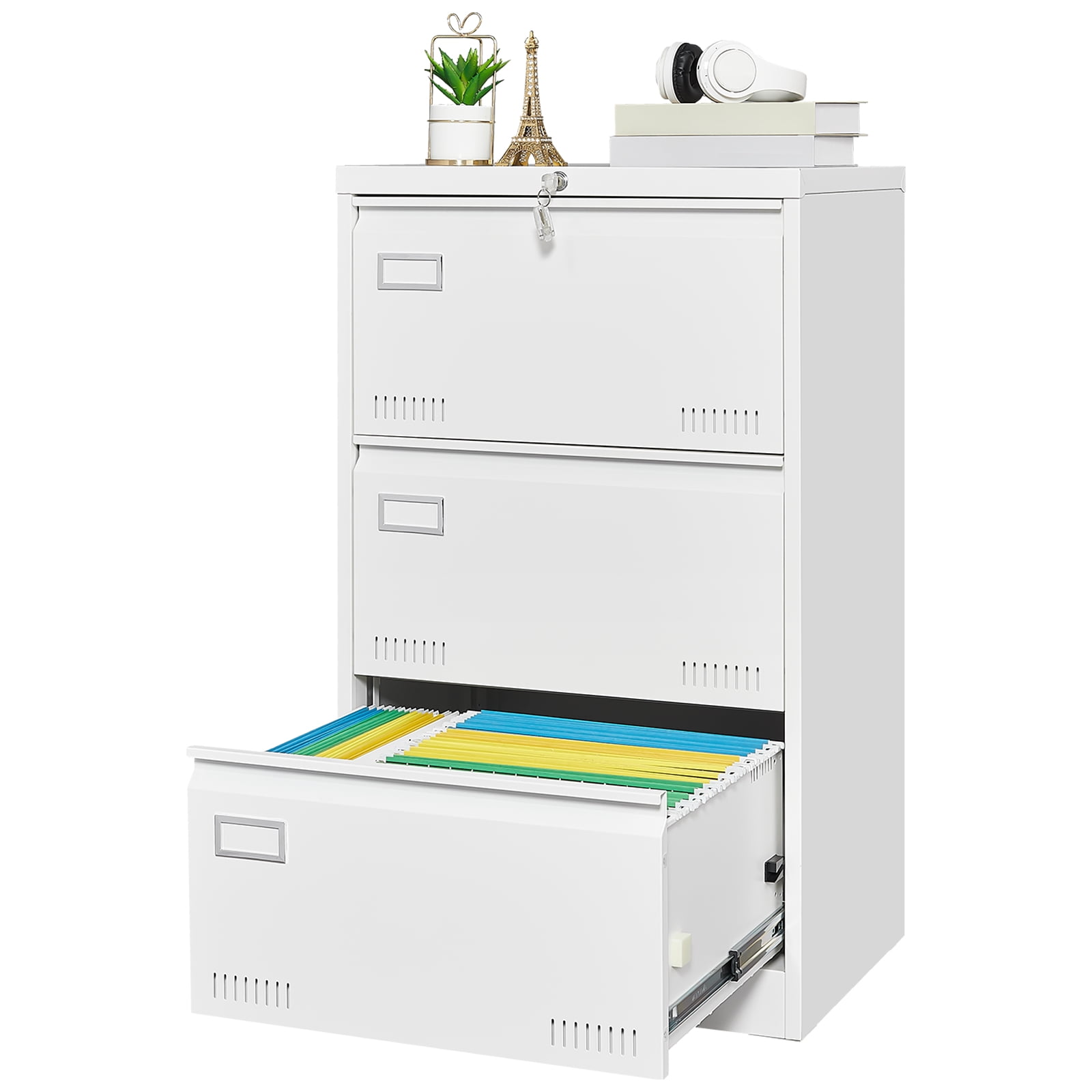 Maritcute 3-Drawer Lockable File Cabinet: Metal Lateral Filing System ...