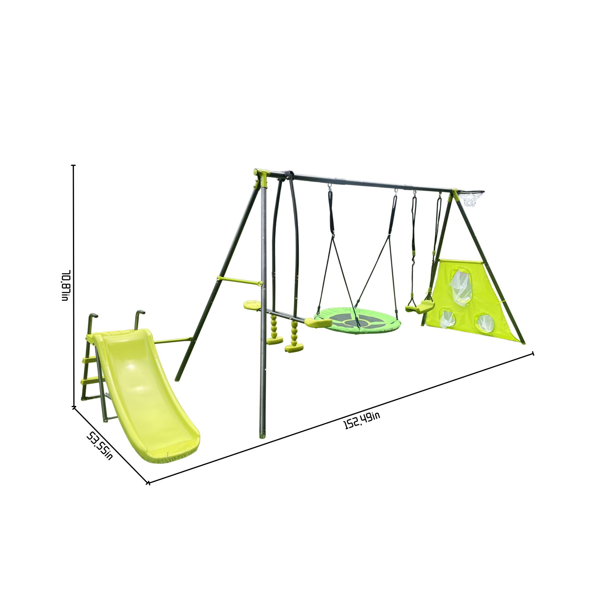 Maritcute 440lbs Swing Sets For Backyard Metal Swing Frame Function ...