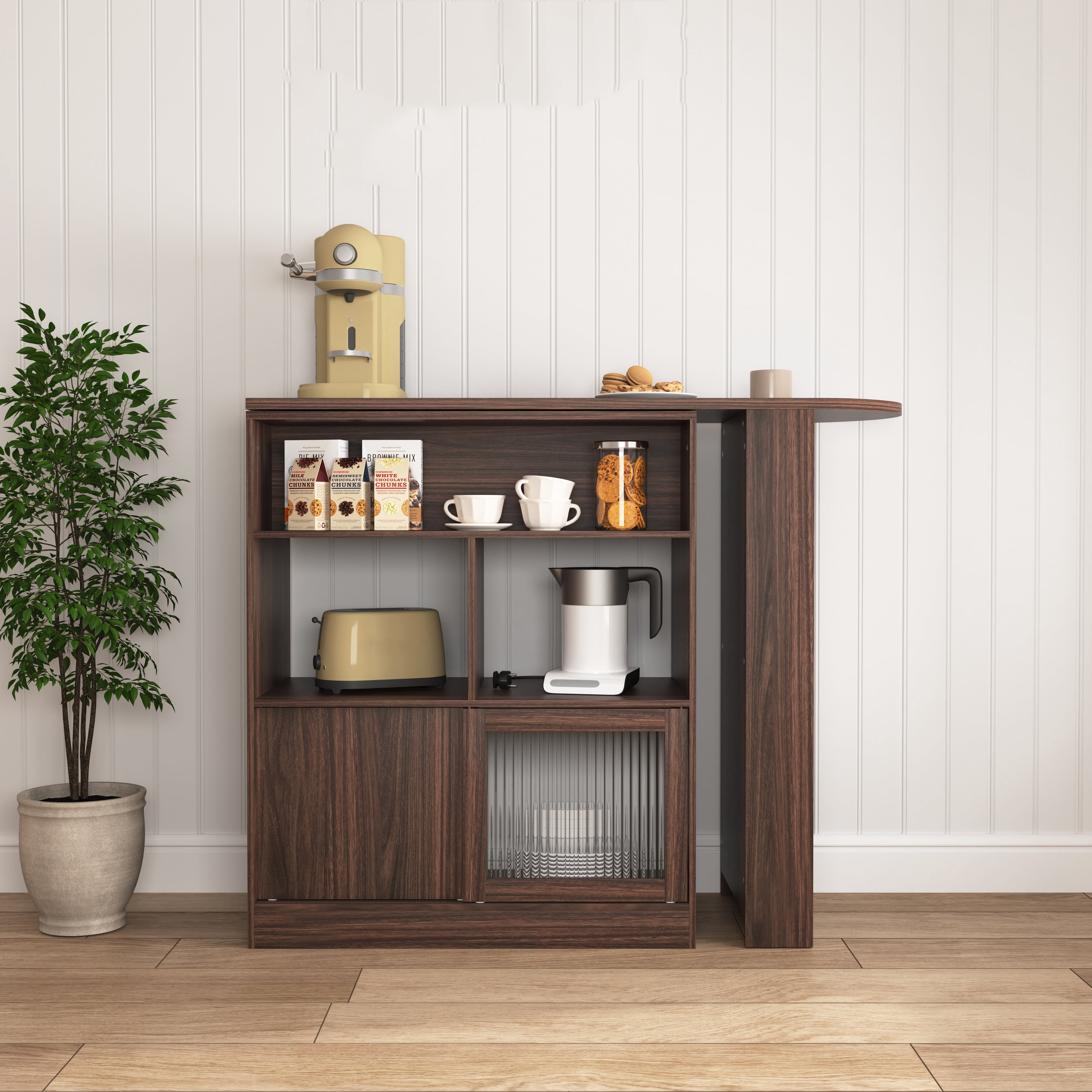 Maritcute Modern Rotating Bar Cabinet - Counter Height with Storage ...