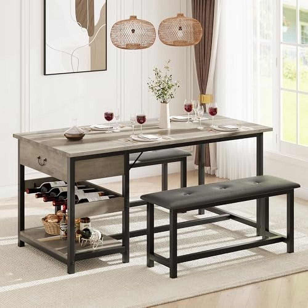 Maritcute Retro Brown Dining Table Set for 4, Kitchen set with ...