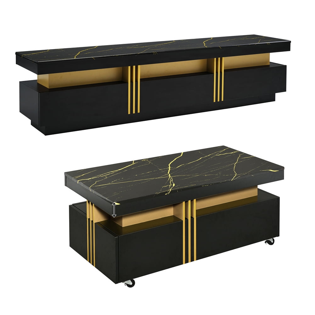 Maritcute TV Stand And Coffee Table For Living Room Set Of 2, Modern ...
