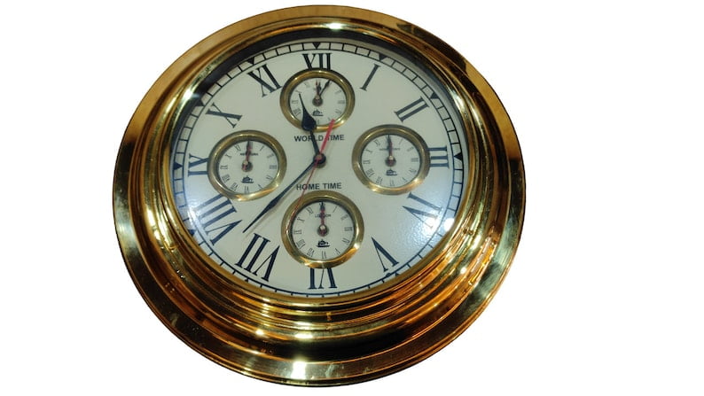 Maritime Antique 17" Polished Brass World Time Wall Clock - Walmart.com