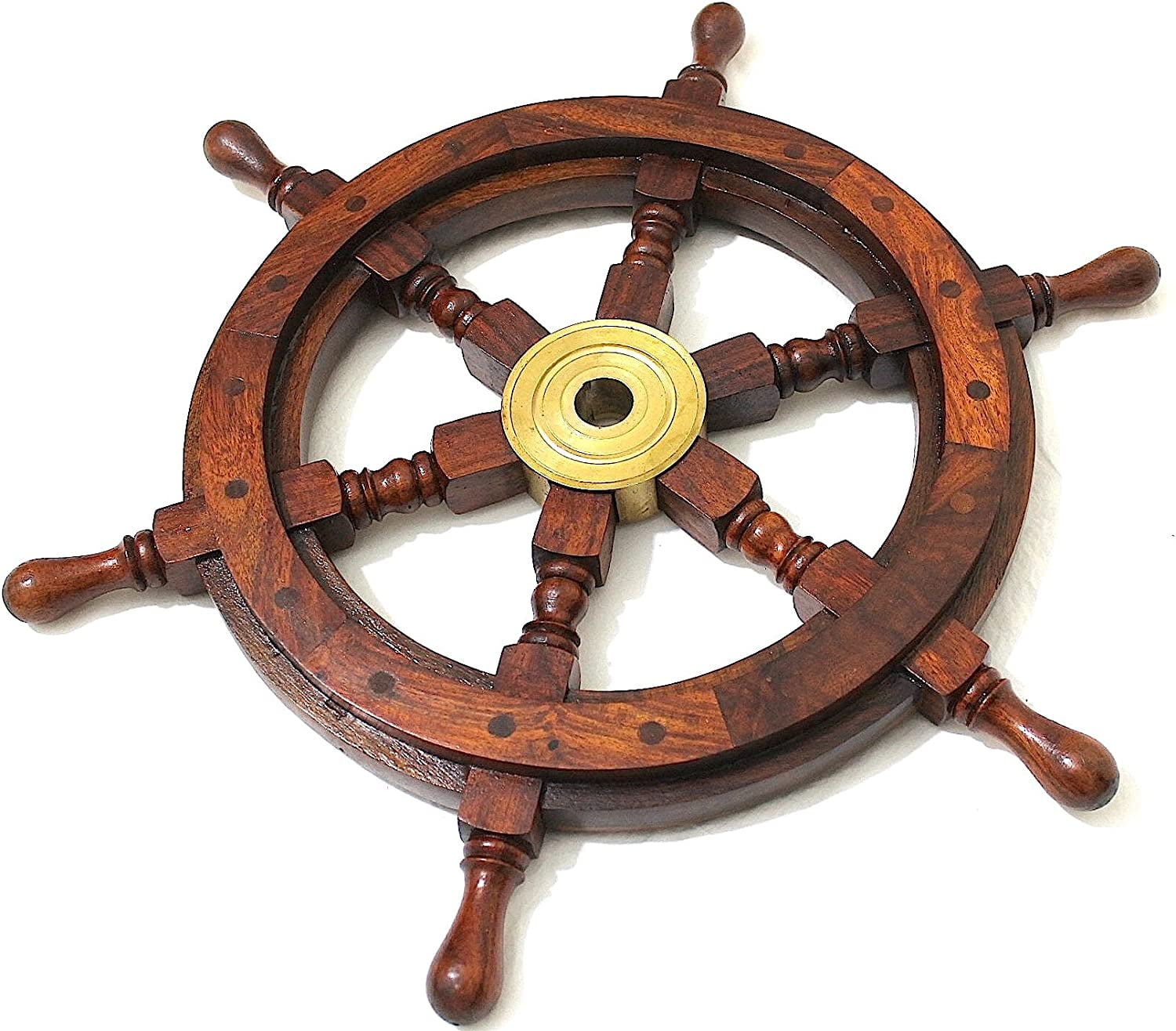 Maritime Decorative Ship Wheel - Handmade Hard-wood Ship Wheel 24" inch ...