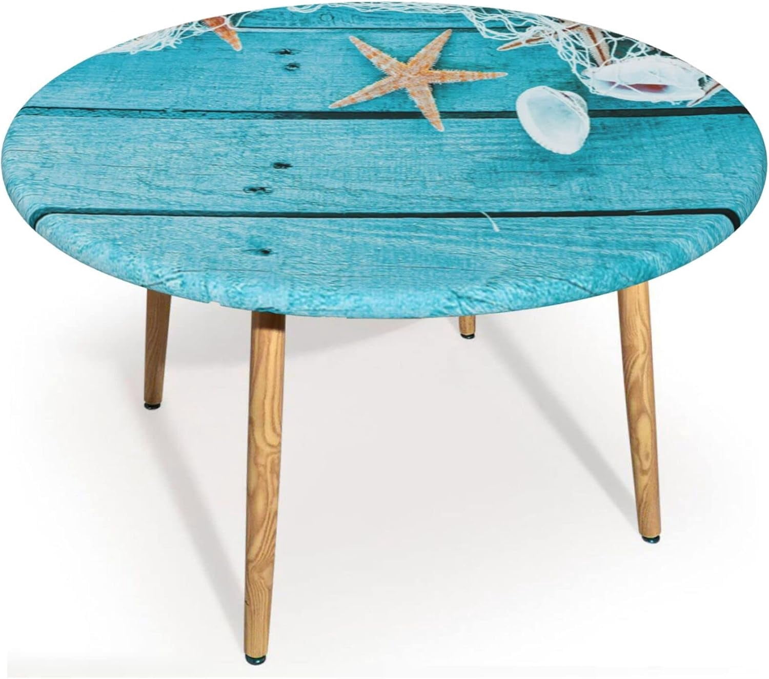 Maritime Round Tablecloth with Elastic Edges,Table Cover for Indoor ...