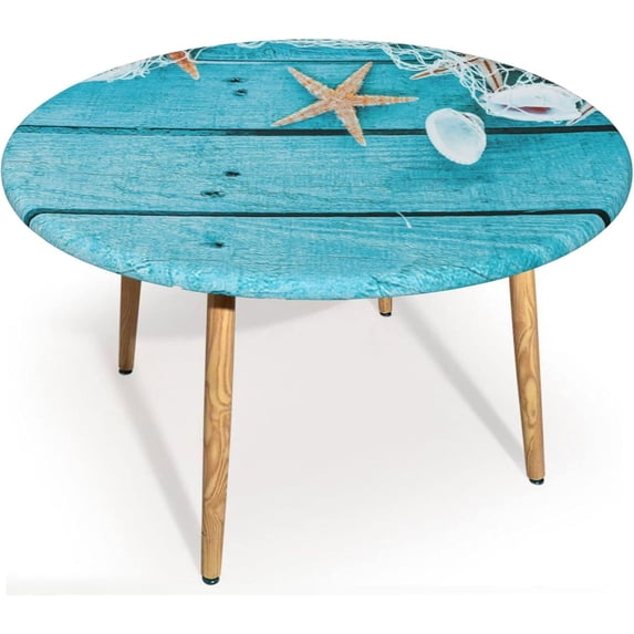 Maritime Round Tablecloth with Elastic Edges,Table Cover for Indoor ...
