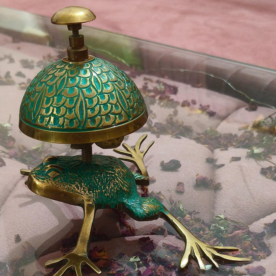 Maritime Treasures Antique Brass Desk top Bell, Forge Bell For Office ...