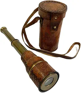 Maritime Treasures Antique Nautical 10" Brass Engraved Leather ...