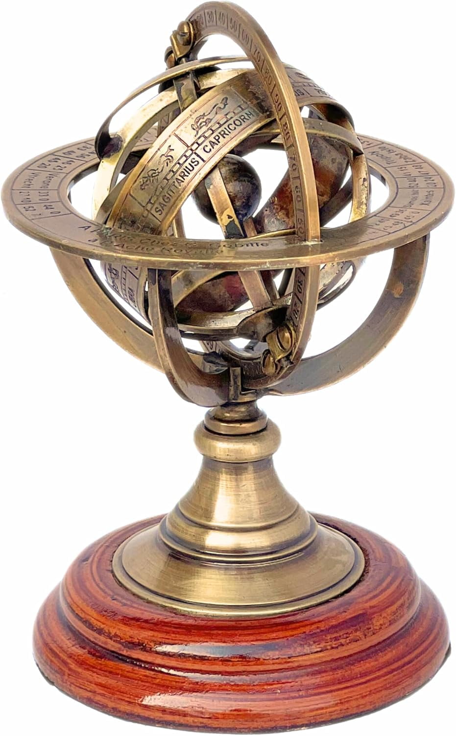 Maritime Treasures Handmade Brass Armillary Sphere Globe Clock ...