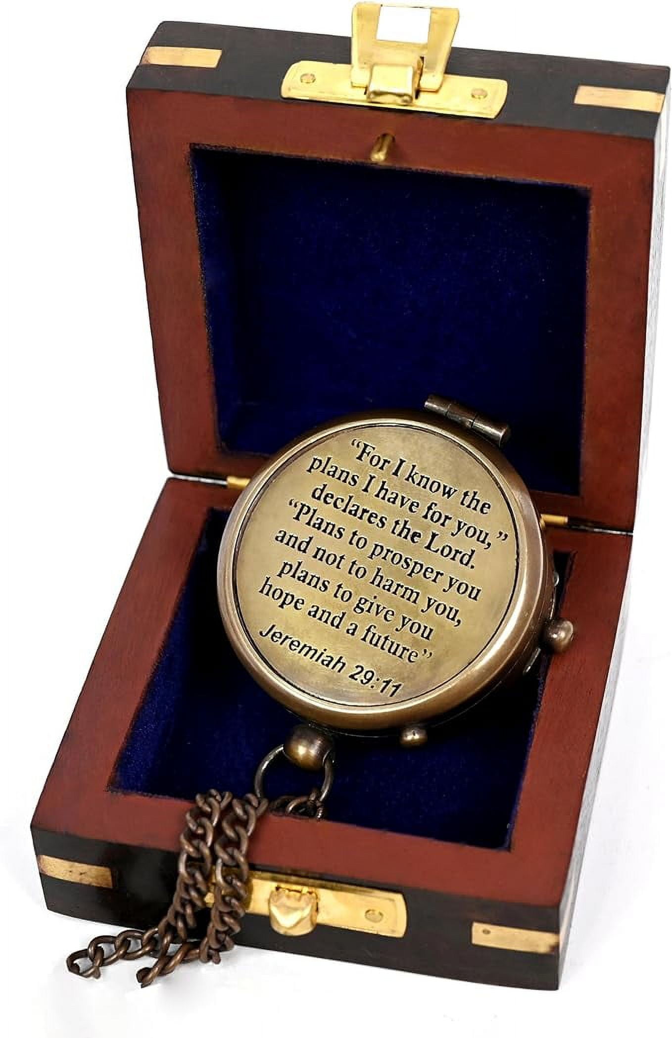 Maritime Treasures Instruments Brass Compass Engraved with Religious ...