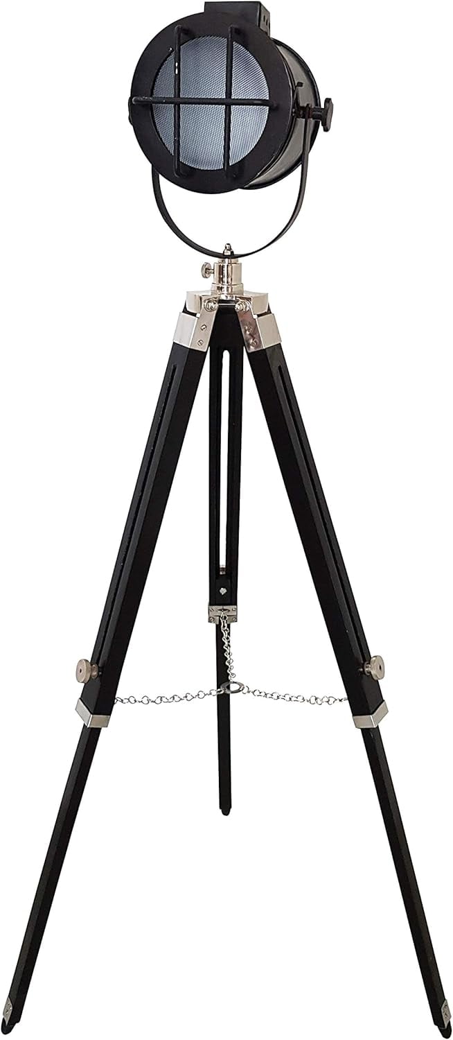 Maritime Treasures Nautical Black Searchlight Floor Lamp with ...