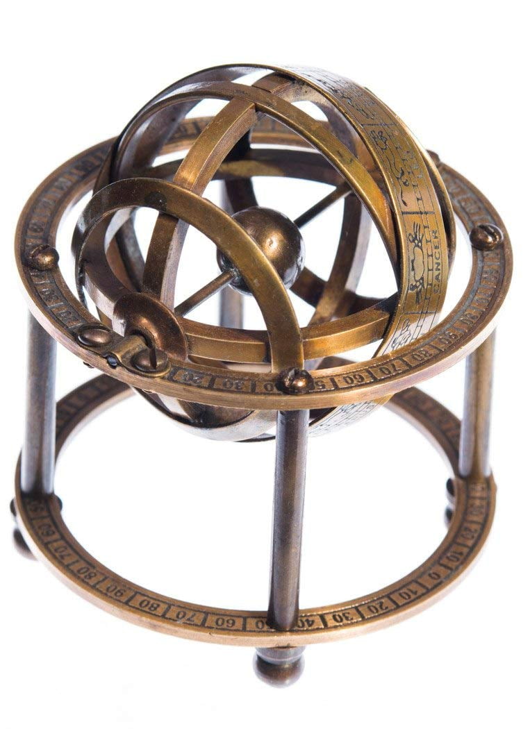 Maritime Treasures Nautical Brass Armillary Celestial Globe with Zodiac ...