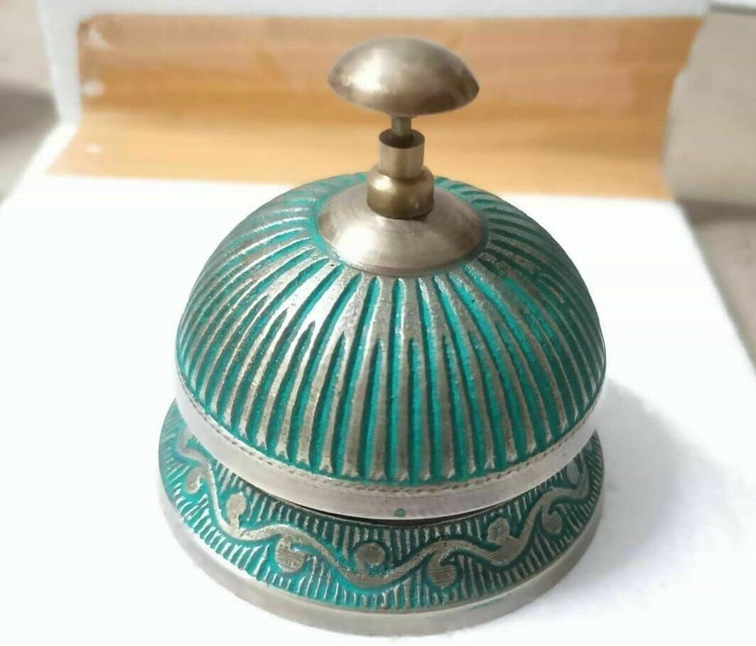 Maritime Treasures Vintage Brass Green Desk Bell Nautical Brass Table ...