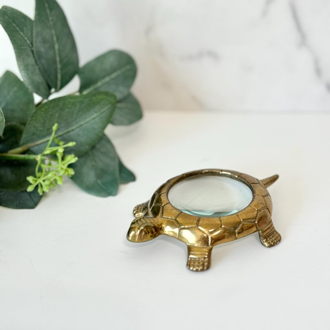 Maritime Treasures Vintage Brass Turtle Magnifying Glass, Desk/Office ...
