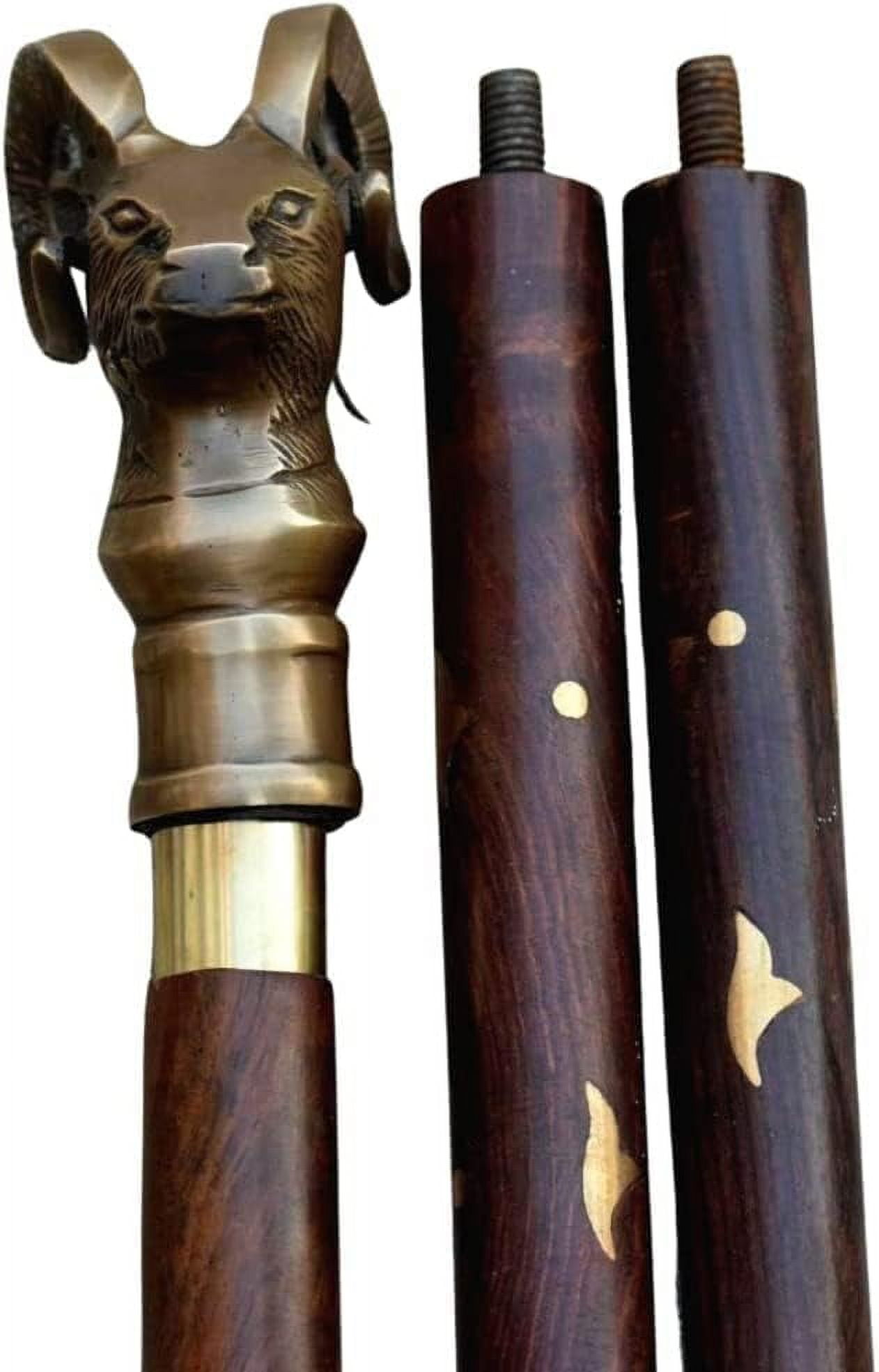 Maritime Treasuresr Antique Brass Walking Cane Mountain Goat Style ...
