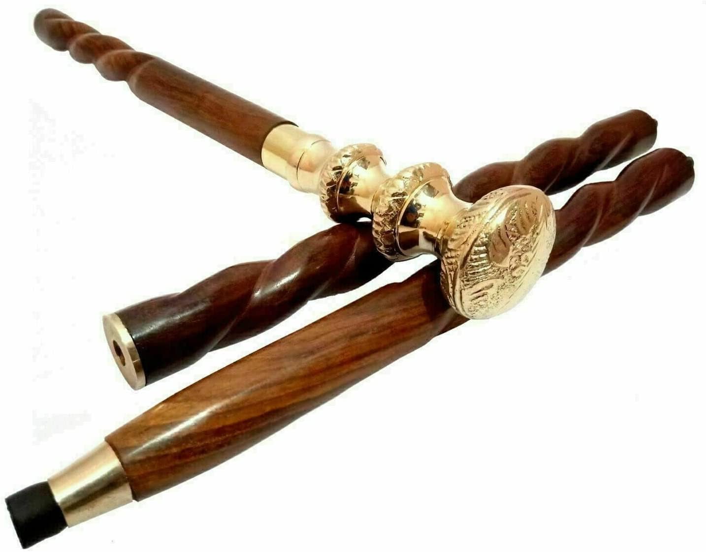 Maritime Treasuresr Vintage Antique Style Brass Wood Victorian Walking ...