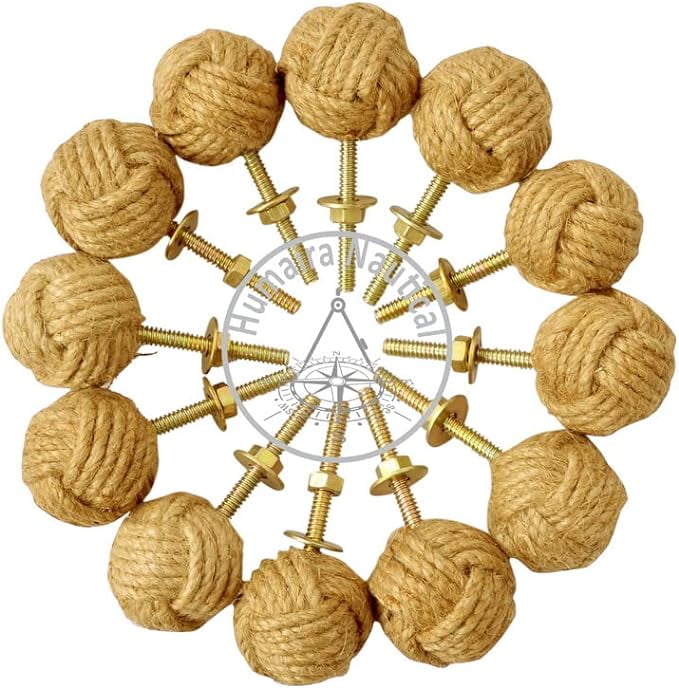 Maritime treasures 12 Knotty Door knobs - Nautical Drawer pulls - Jute ...