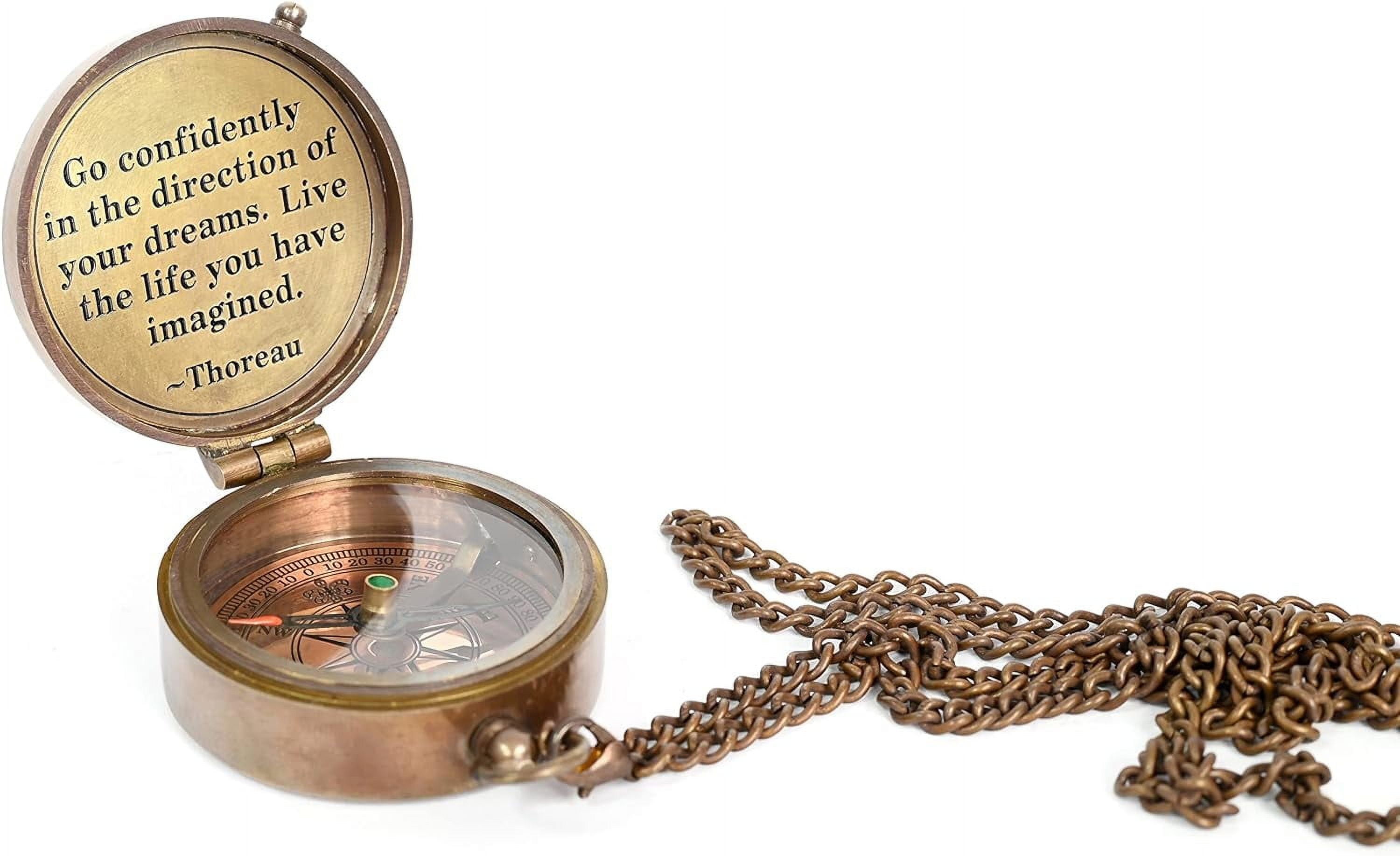 Maritime Treasures Instruments Thoreau's Go Confidently Brass Compass ...
