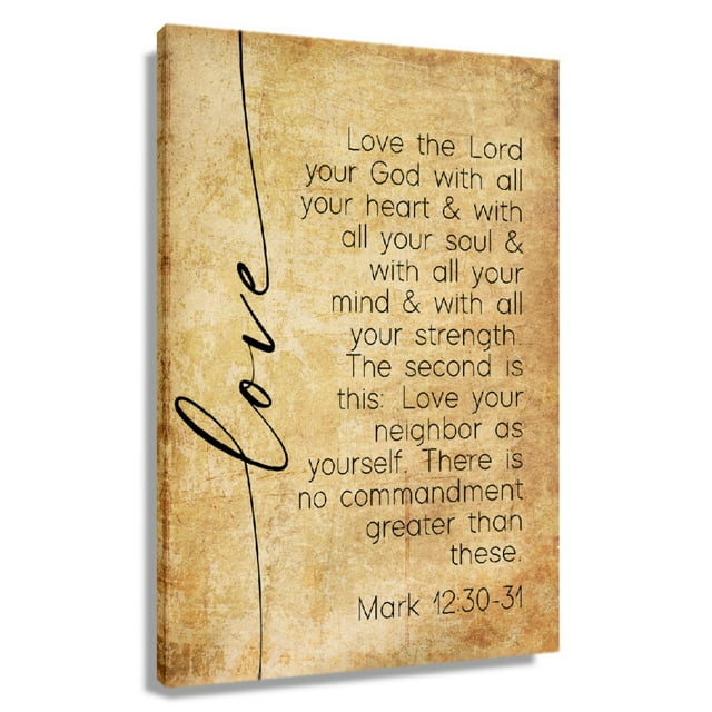 Mark 12 30-31 Bible Quote Wall Art Scripture Posters Poster Kitchen ...