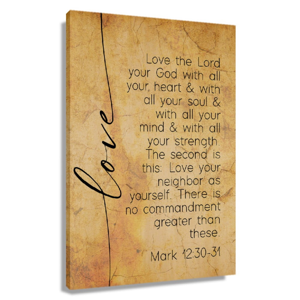 Mark 12 30-31 Bible Scripture Wall Art Bible Poster Printing Modern Canvas Pictures for Bedroom ...