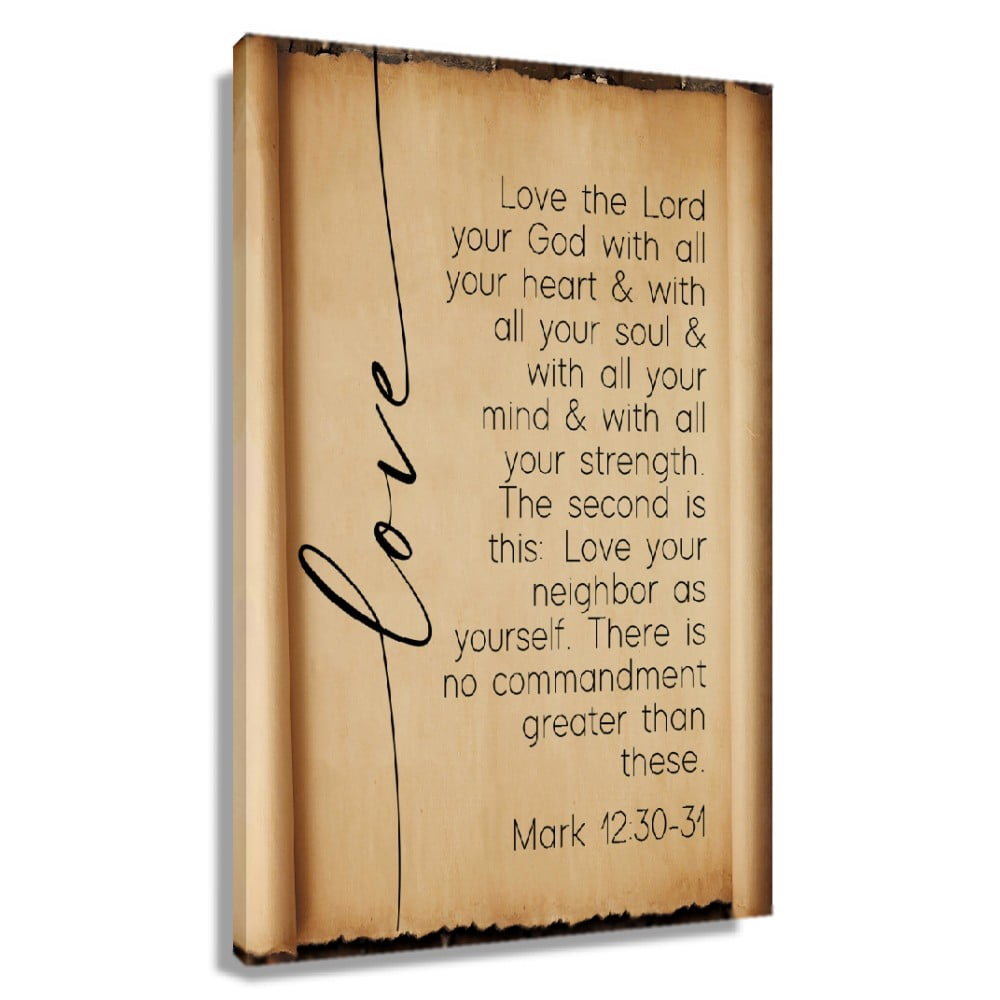 Mark 12 30-31 Bible Verse Wall Art Vintage Scripture Posters Poster ...