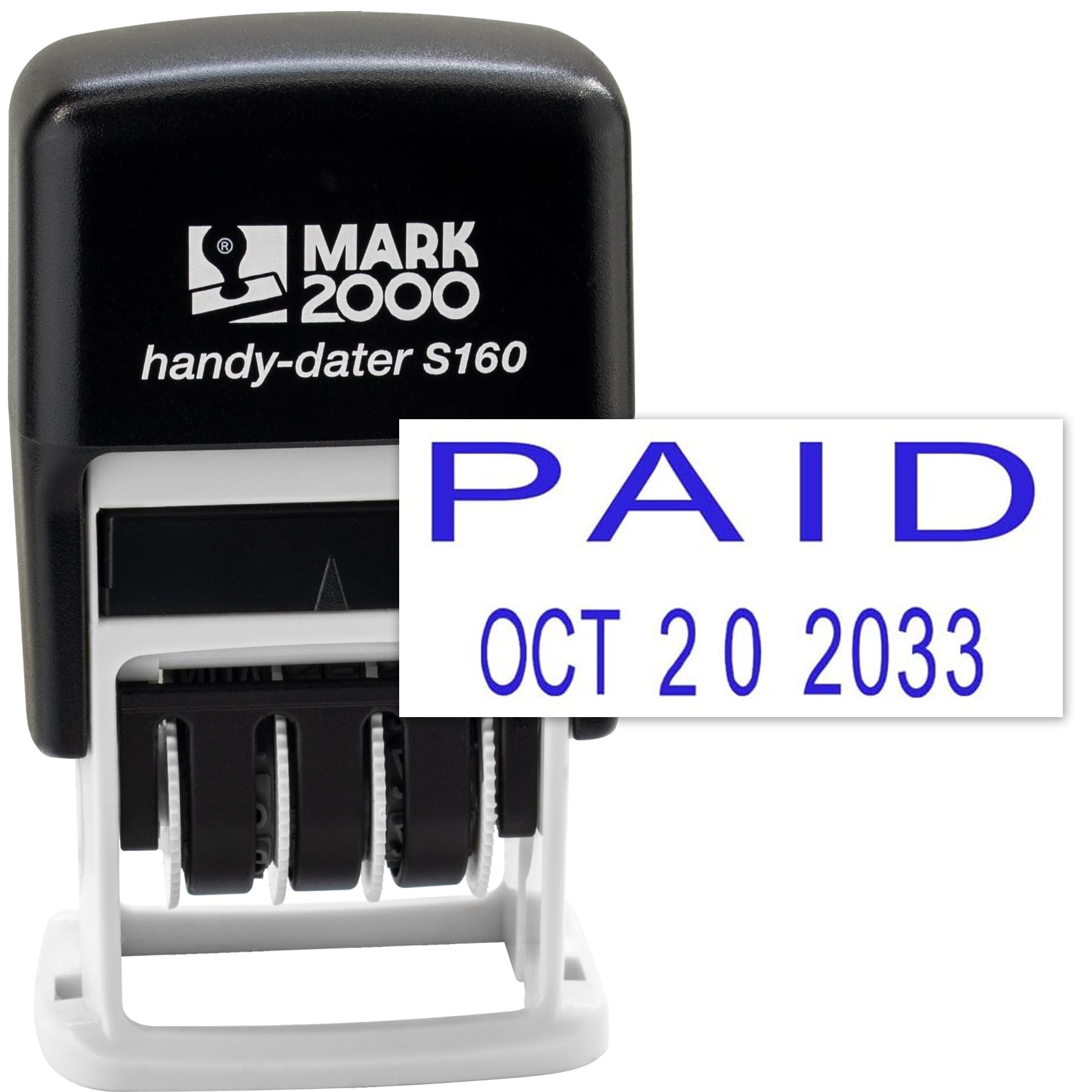 Mark 2000 Self-Inking Rubber Date Office Stamp with Paid Phrase & Date - Blue Ink (Handy-Dater ...