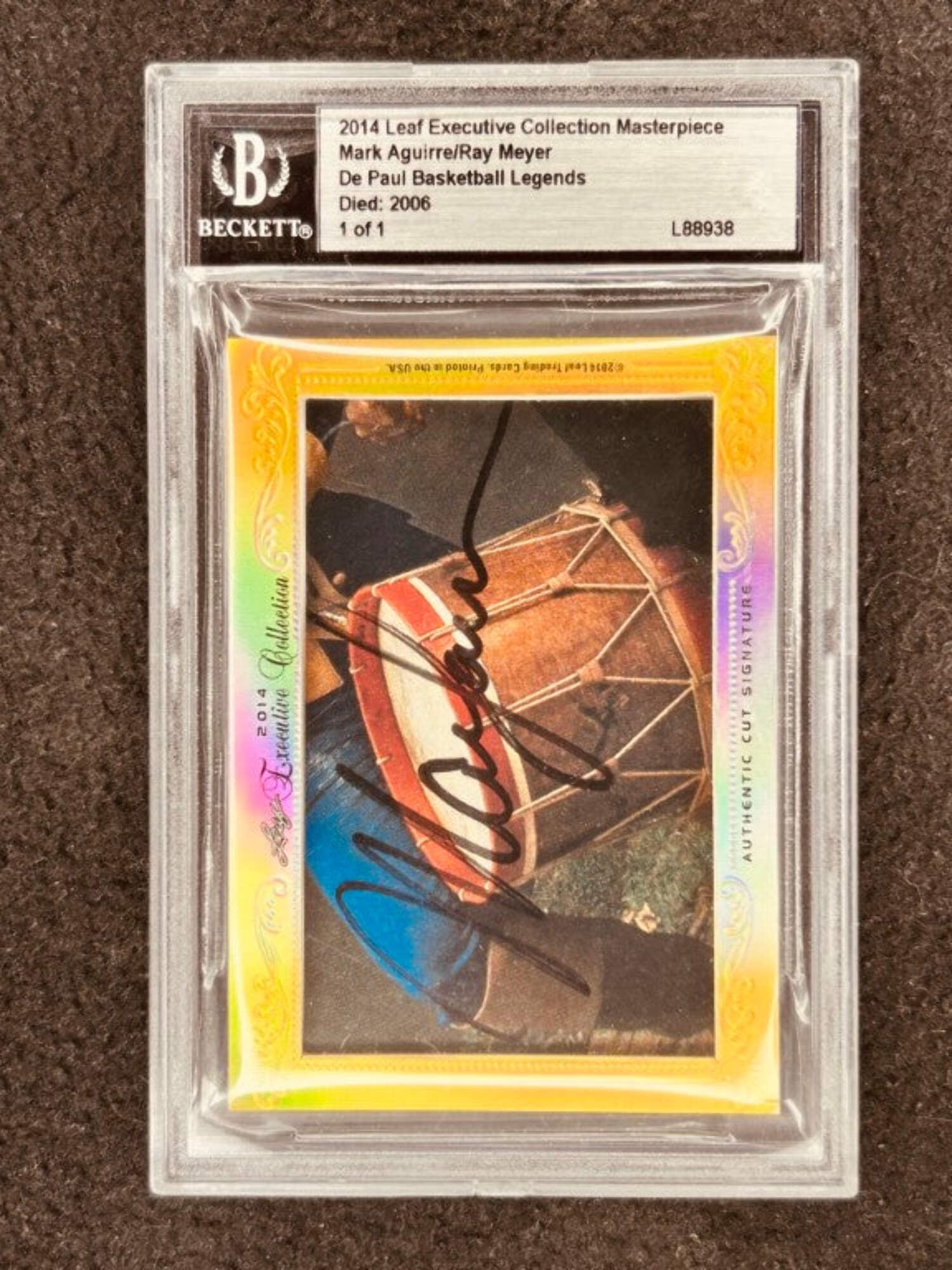 Mark Aguirre and Ray Meyer 2014 Leaf Masterpiece Cut Signature ...