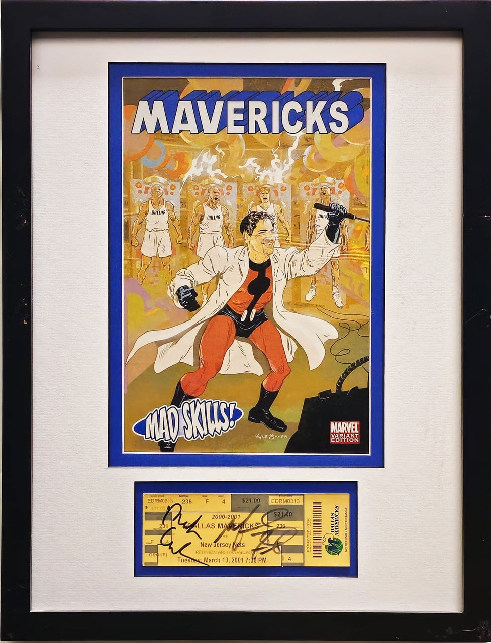 Mark Cuban & Michael Finley Autographed Framed Ticket & Photo Collage ...