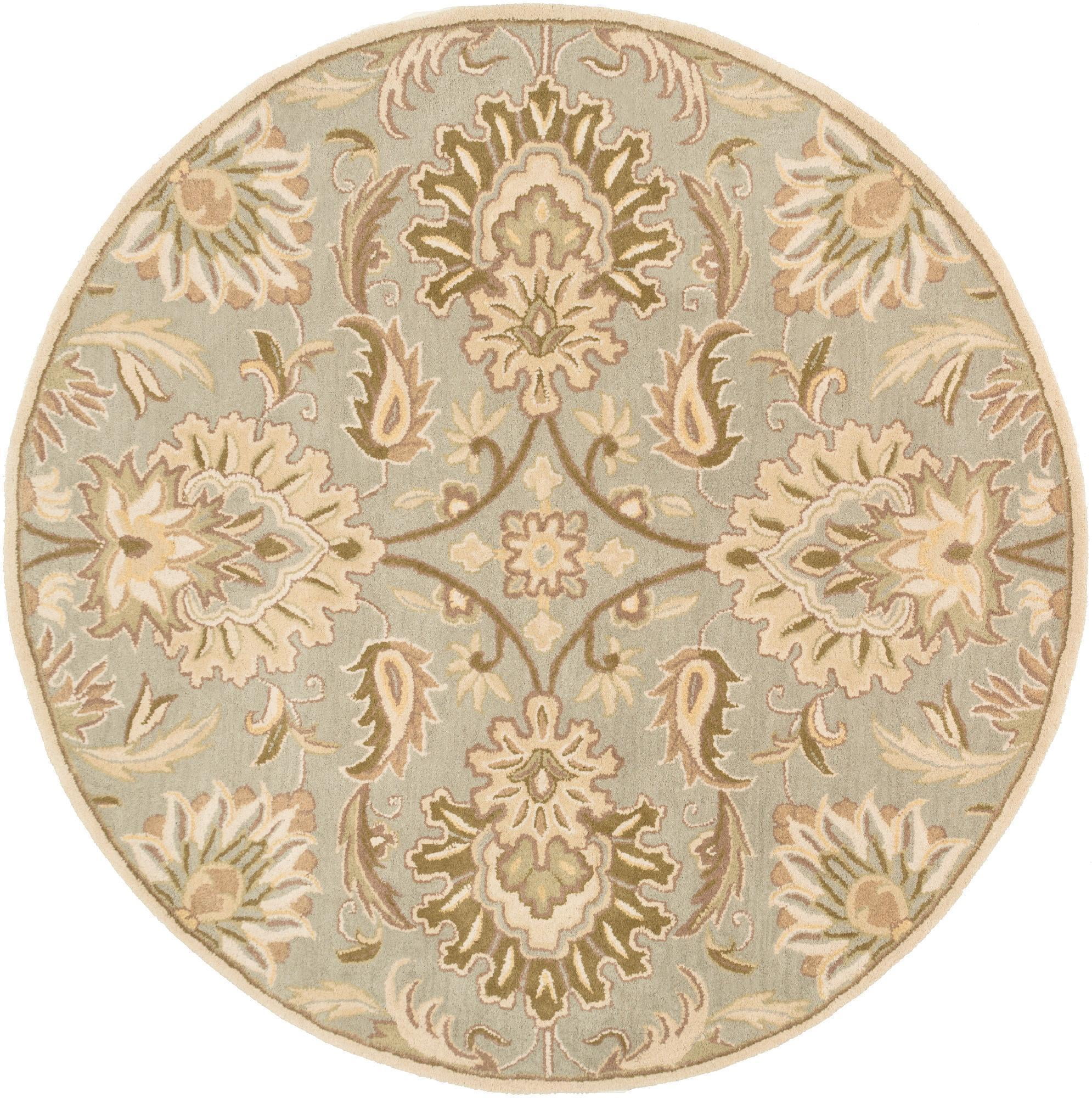 Mark&Day Wool Rugs, 10ft Round Lyon Traditional Sage Area Rug, Grey ...