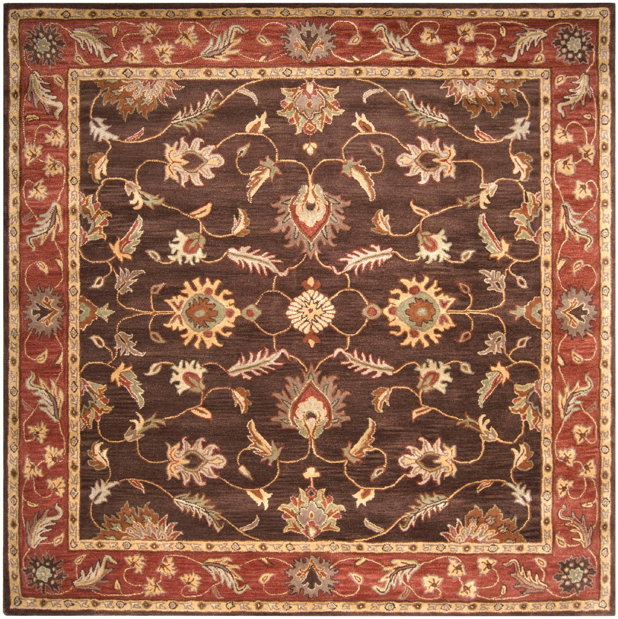 Mark&Day Wool Rugs, 10x10 Irricana Traditional Dark Brown Square Area ...